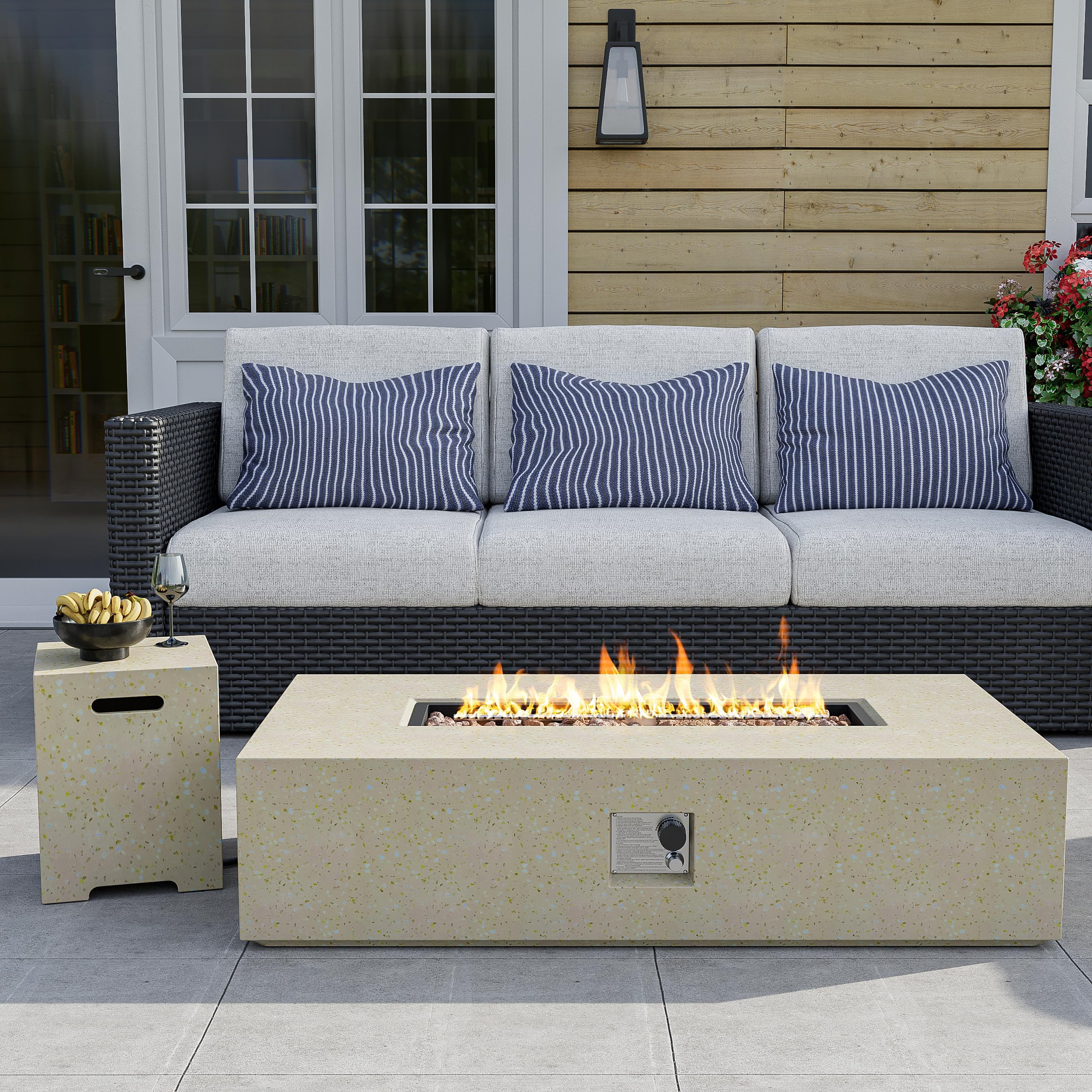 Amazon.com: UPHA 42'' Patio Propane Gas Concrete Fire Pit Table, Round ...