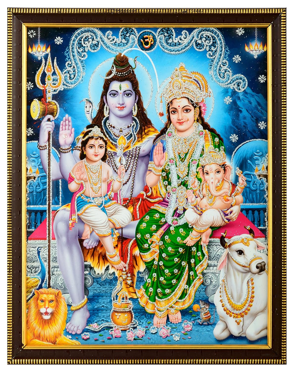 Swastik Bamboo Lord Shiva Parvathi Photo Frame (24 cm x 1.5 cm x 30 cm ...