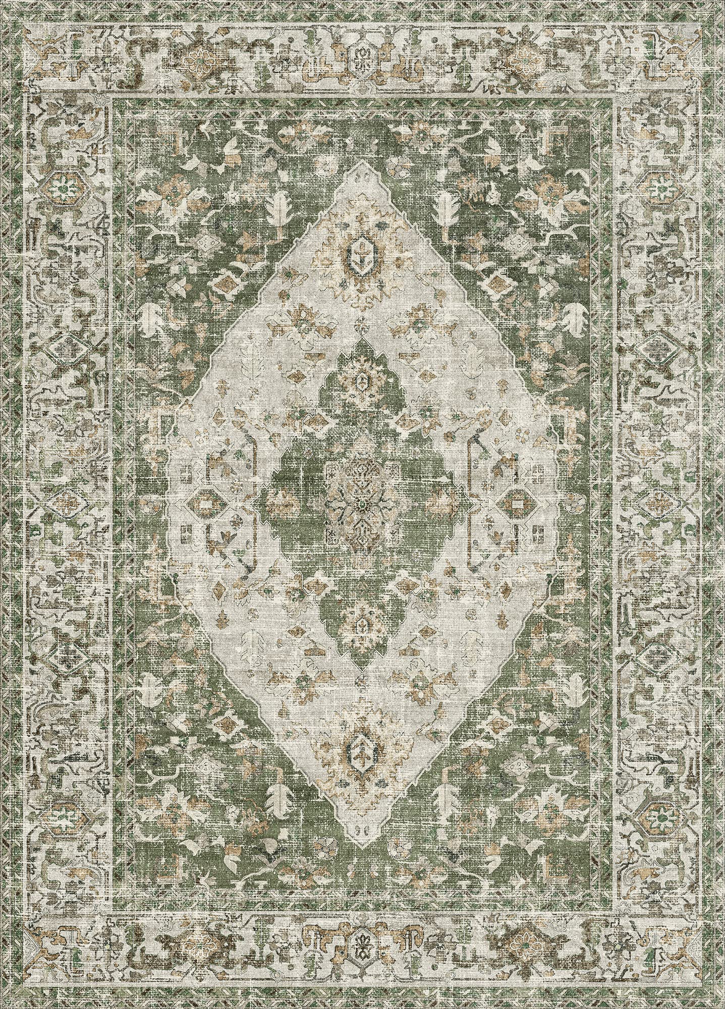 Valenrug Washable Rug 8x10 - Ultra Thin Green Collection Area Rug ...