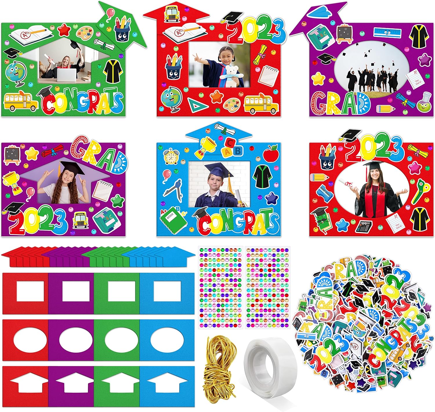 Amazon.com: durony 24 Packs Kids Graduation Picture Frame Craft Kits ...
