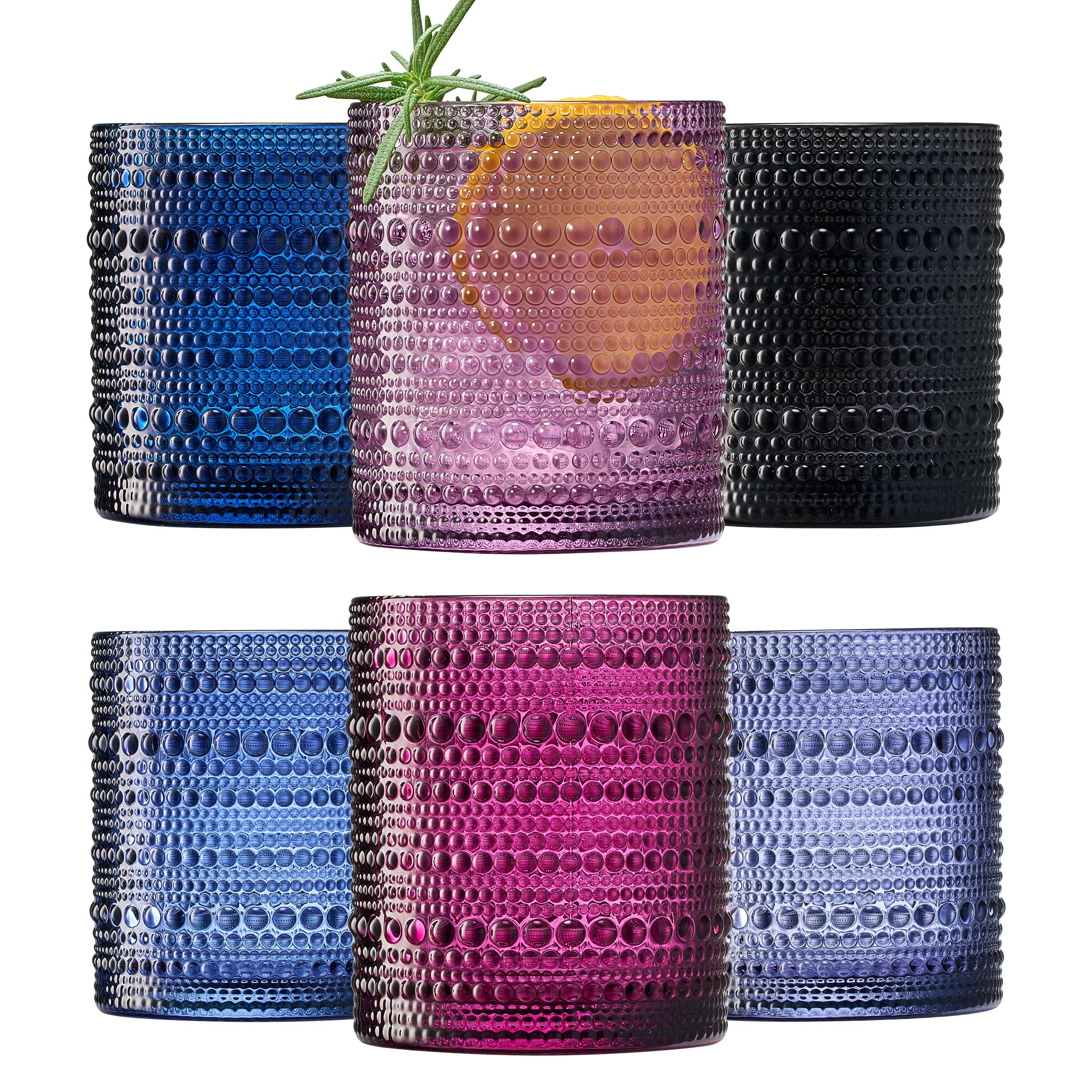 Amazon.com | Hobnail Beaded Highball Drinking Tumbler Glasses | Set of ...