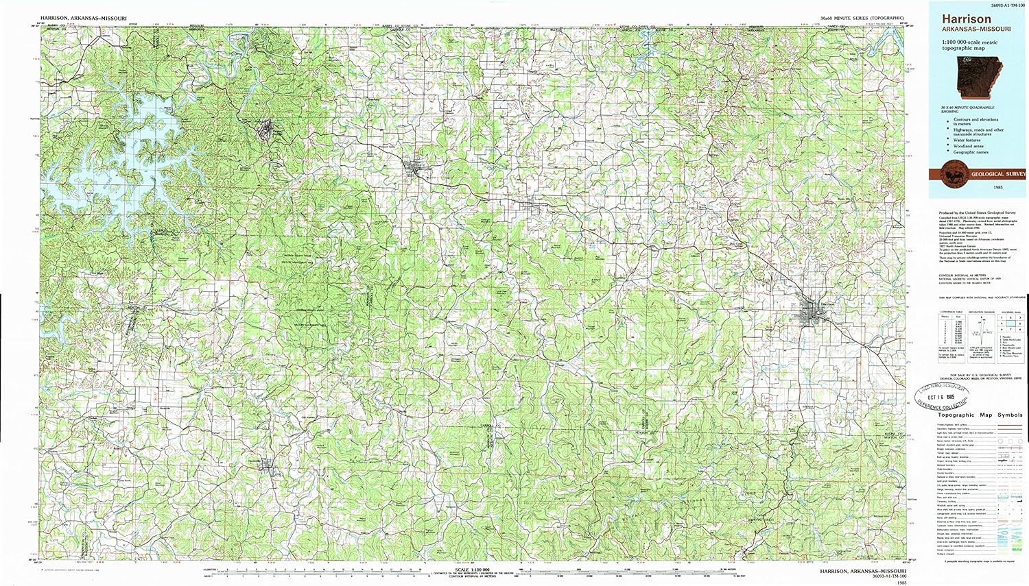 Amazon.com : YellowMaps Harrison AR topo map, 1:100000 Scale, 30 X 60 ...