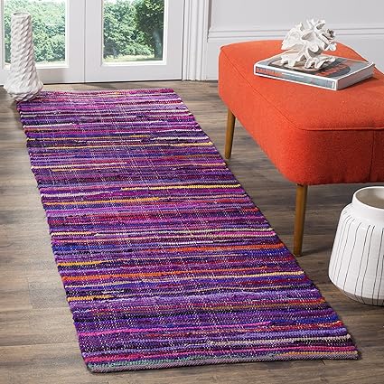 Amazon.com: SAFAVIEH Rag Rug Collection Runner Rug - 2'3" x 8', Purple ...