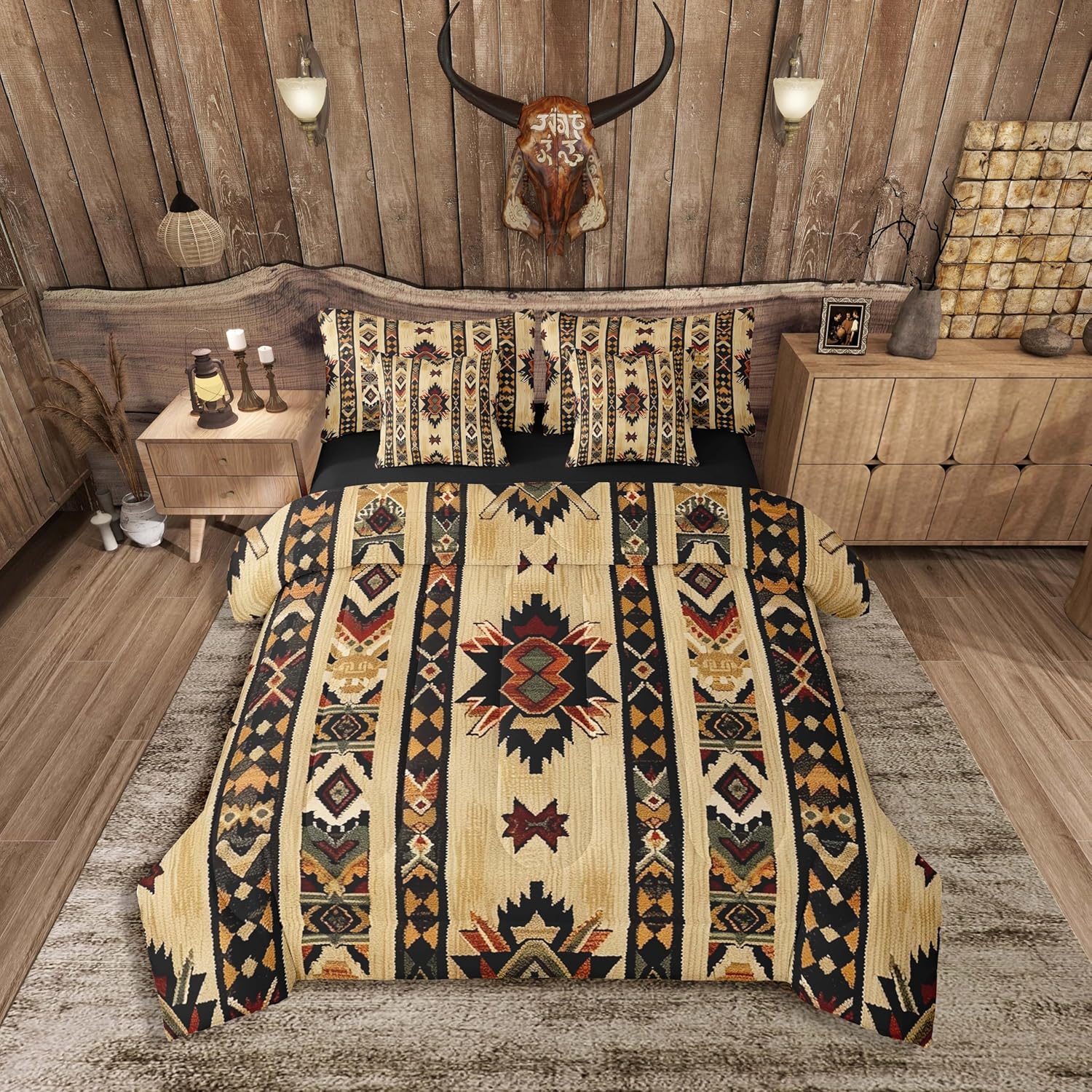 Amazon.com: Feelyou Wood Southwestern Bedding Set King Geometric ...