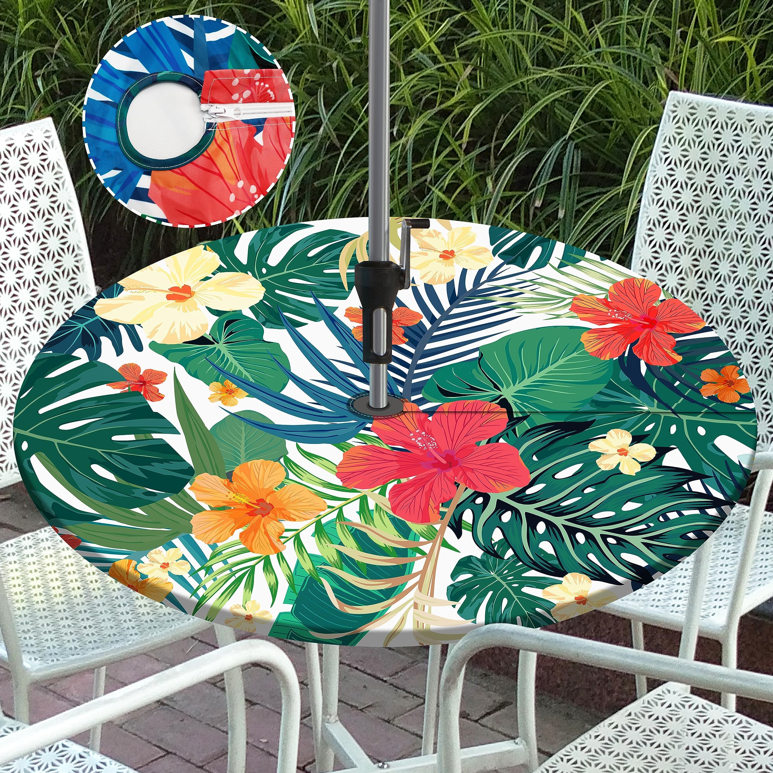 Amazon.com: opstellen Round Tablecloth with Umbrella Hole and Zipper ...