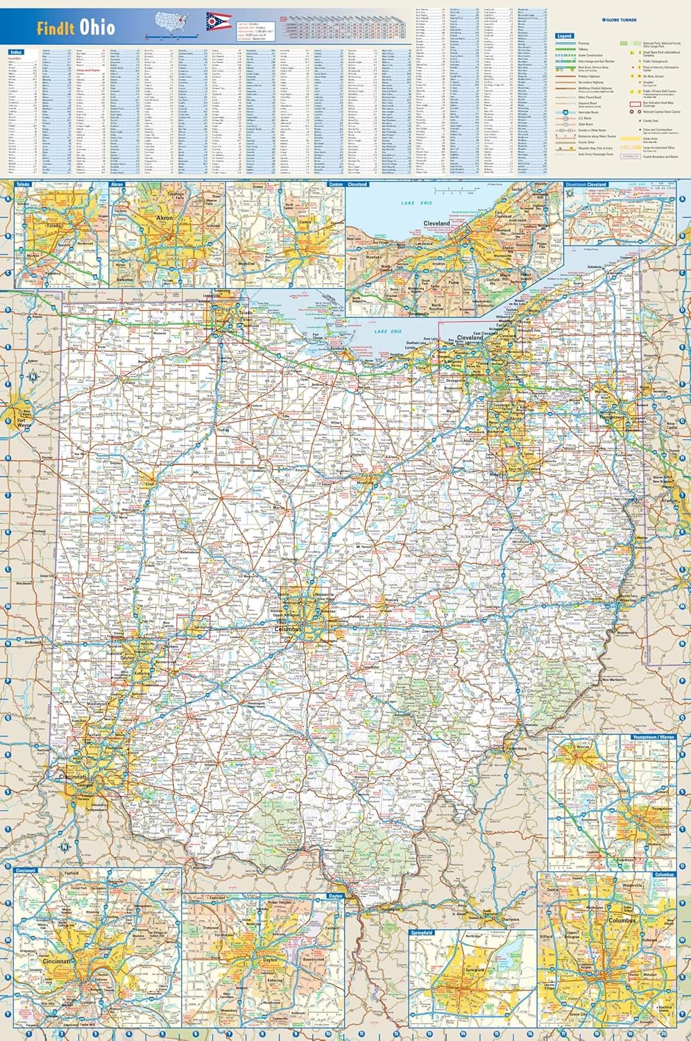 Amazon.com : Ohio State Wall Map - 20.75" x 31.25" Laminated : Office ...