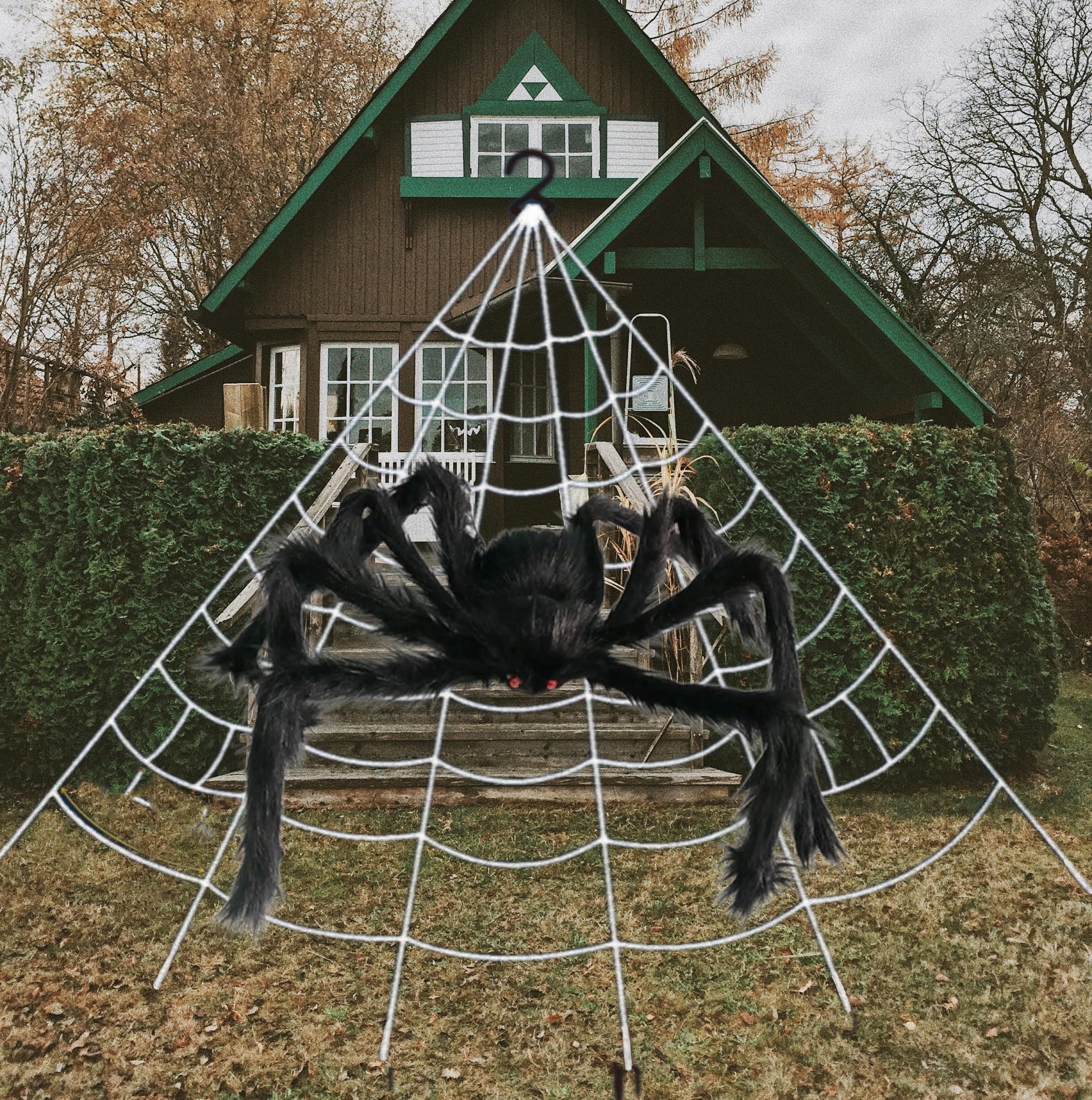 Amazon.com : Halloween Decoration Outdoor 200" Halloween Spider Web 60 ...