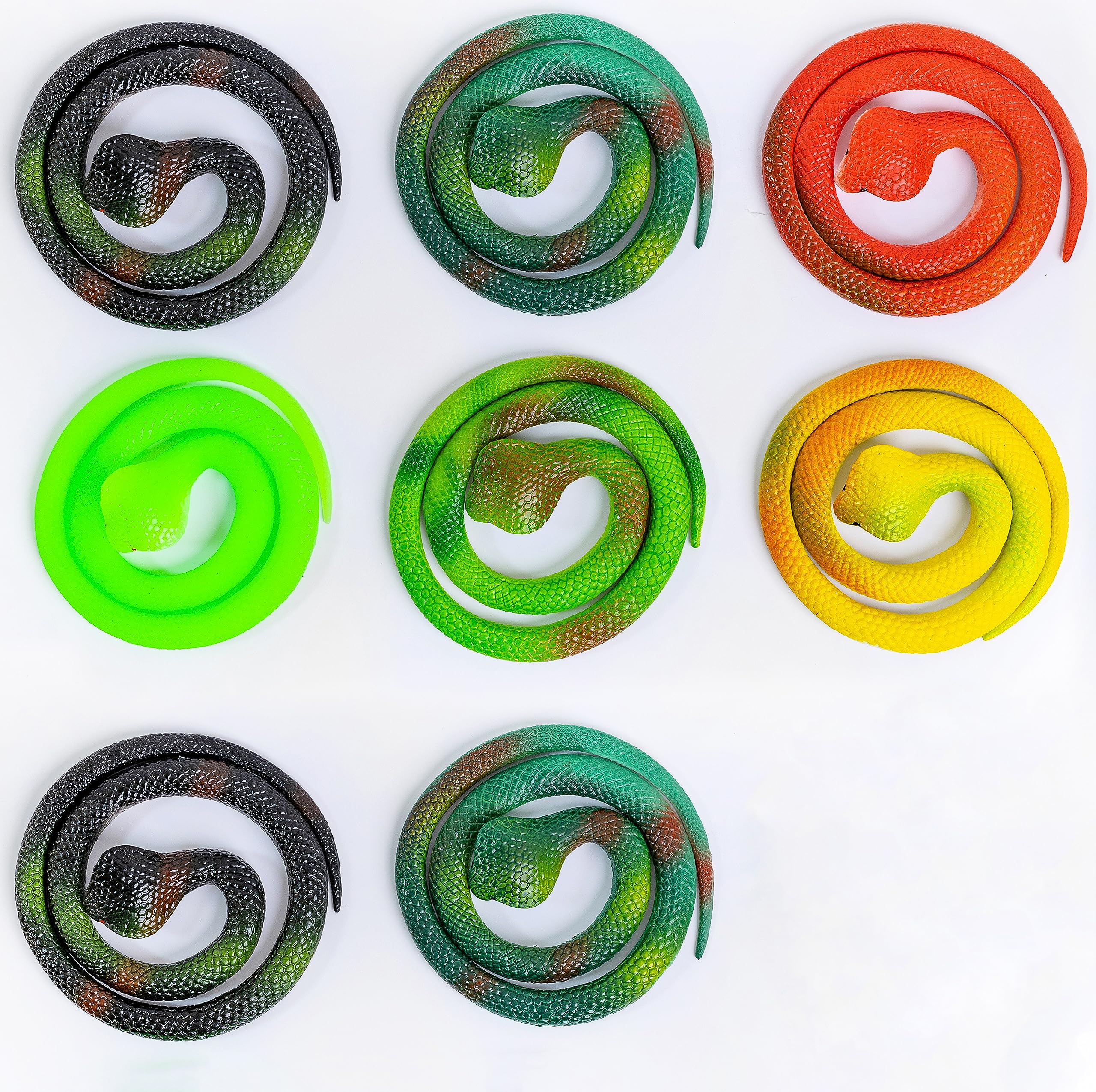 Toyseum 8 x Rubber Toy Snakes, Long 65cm Realistic Cobra Style Fake ...