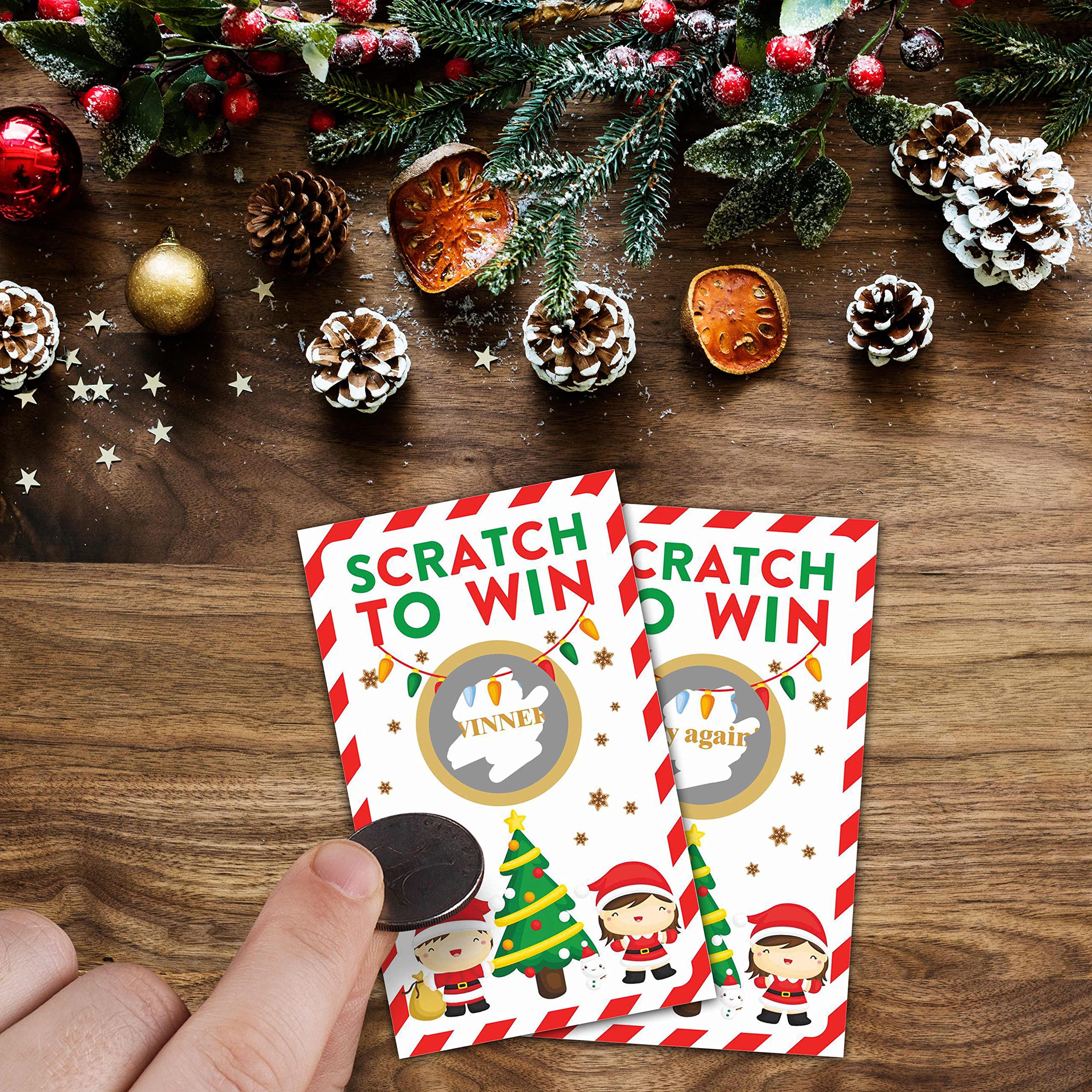Holiday Raffle Tickets Christmas Scratch Off Game Cards - 50 Pack ...