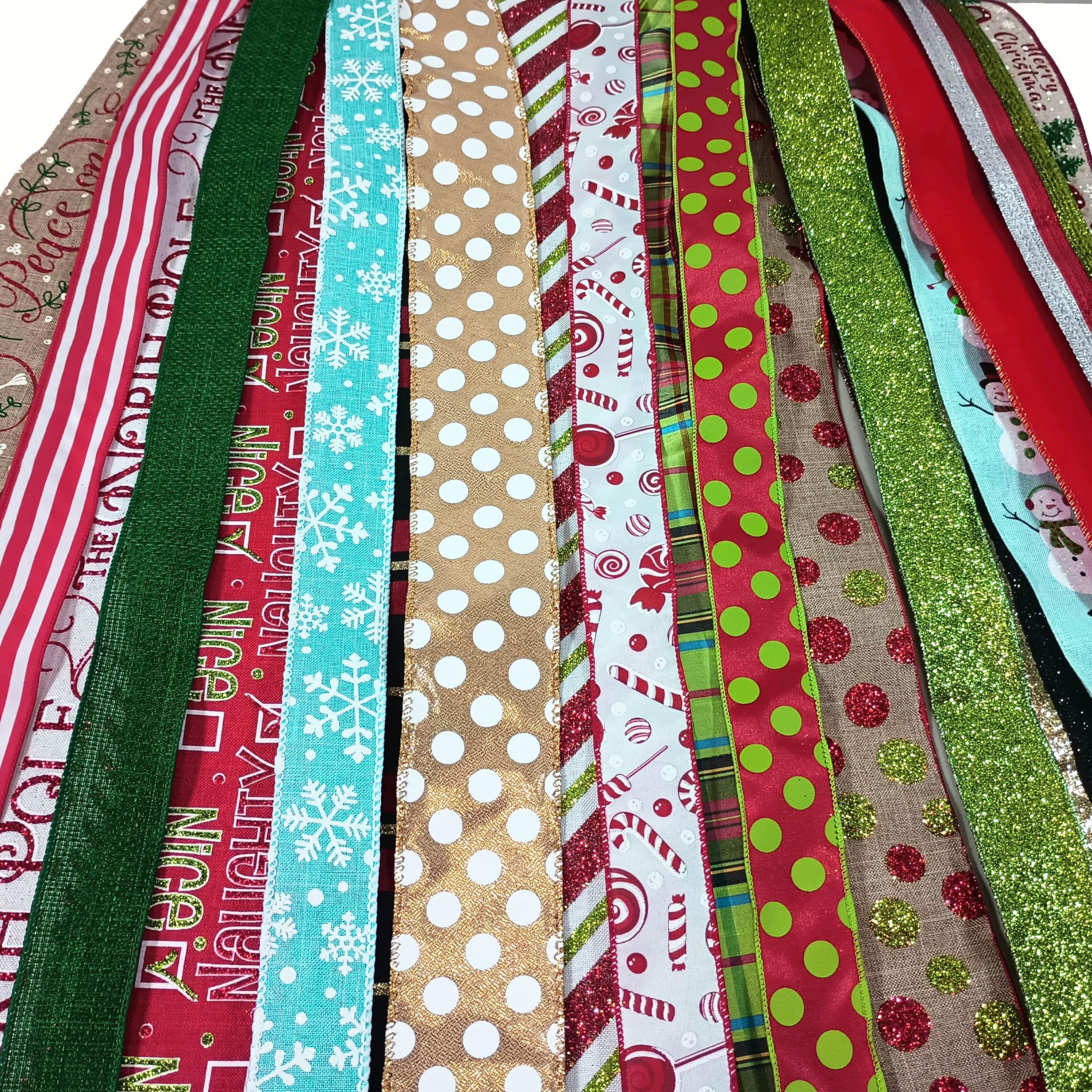 Amazon.com: Christmas Ribbons - Assorted Ribbon for Crafts Fabric ...