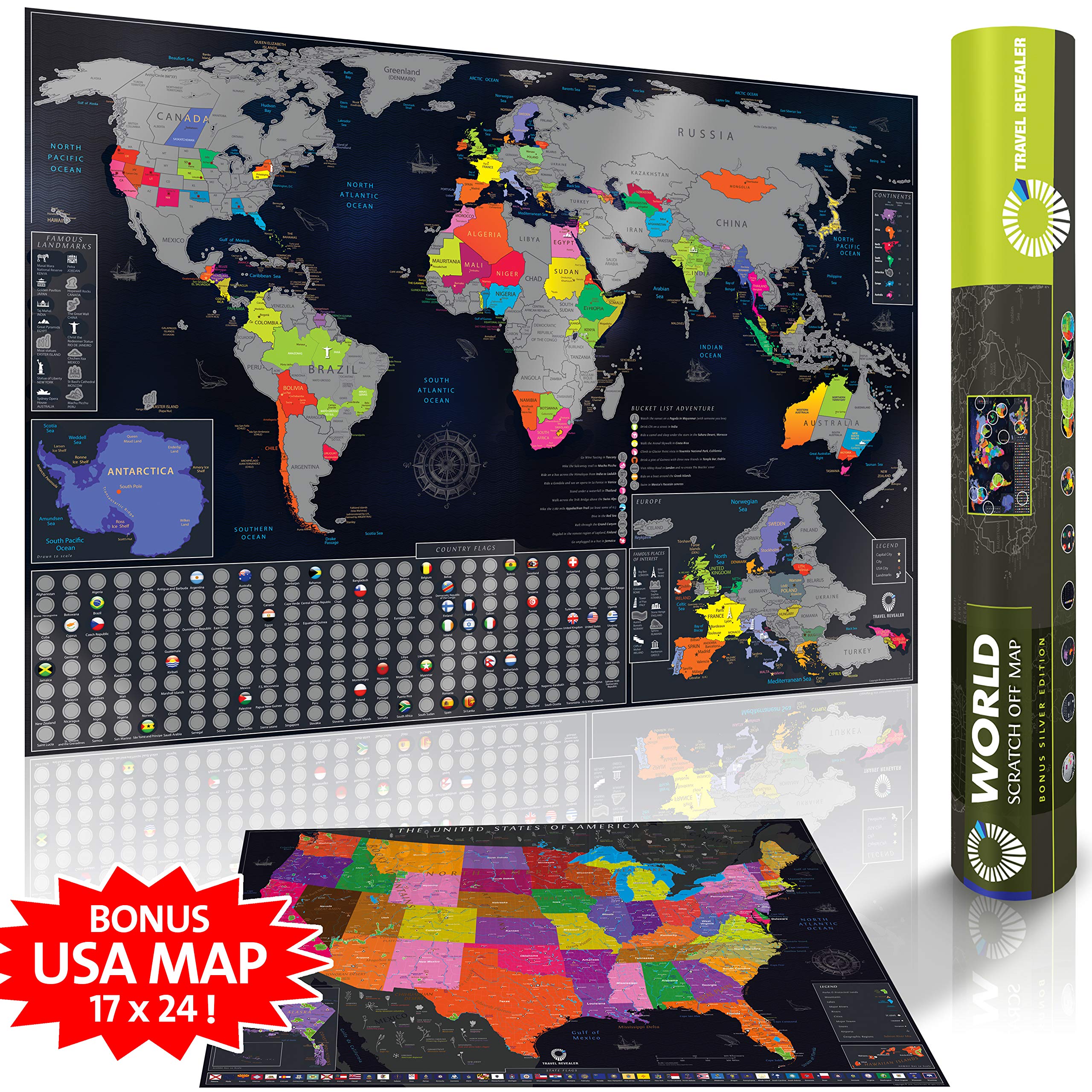 Buy Scratch Off World + Deluxe United States . 2 in 1 Bonus Silver ...