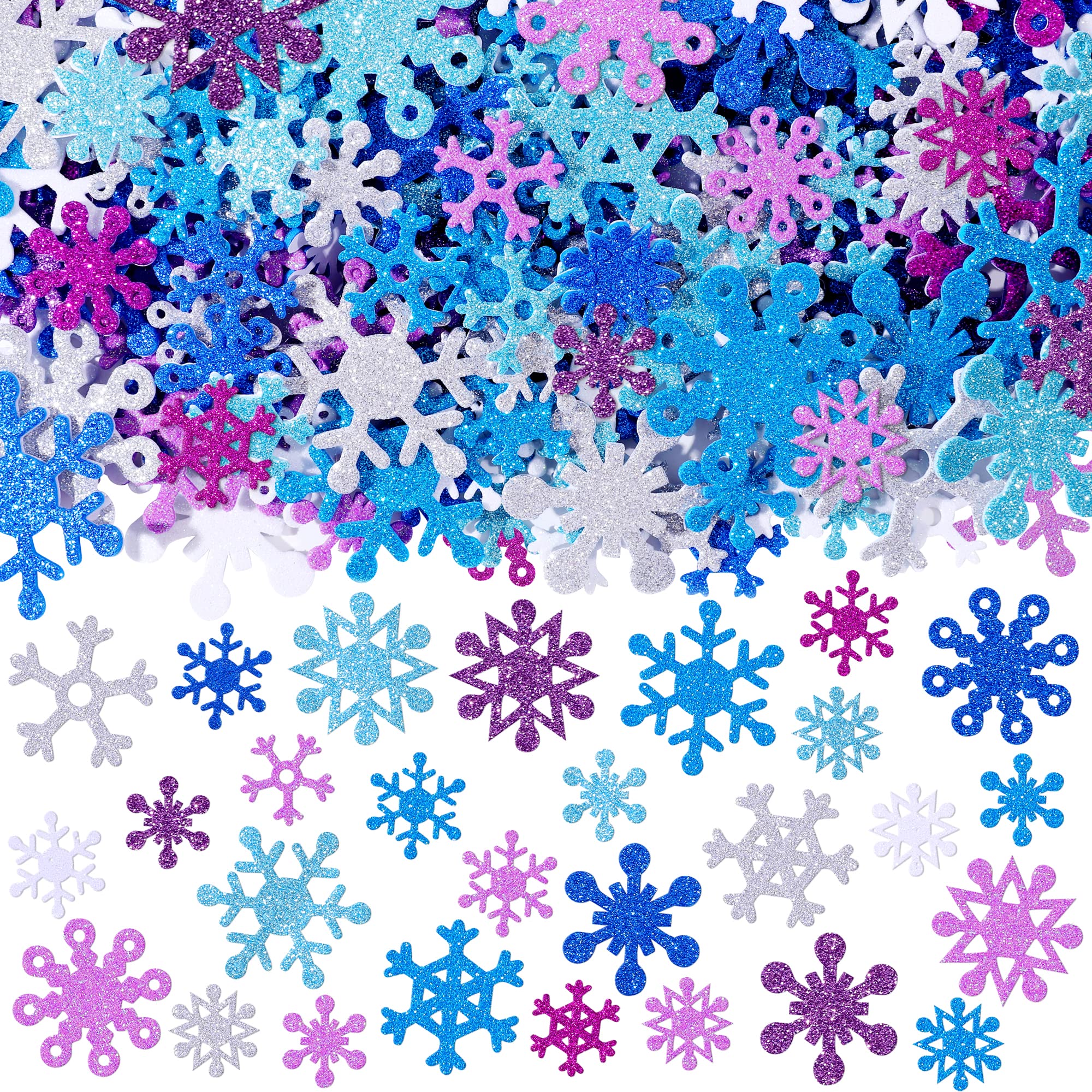 Amazon.com: Aneco 500 Pieces Glitter Foam Snowflakes Stickers Self ...