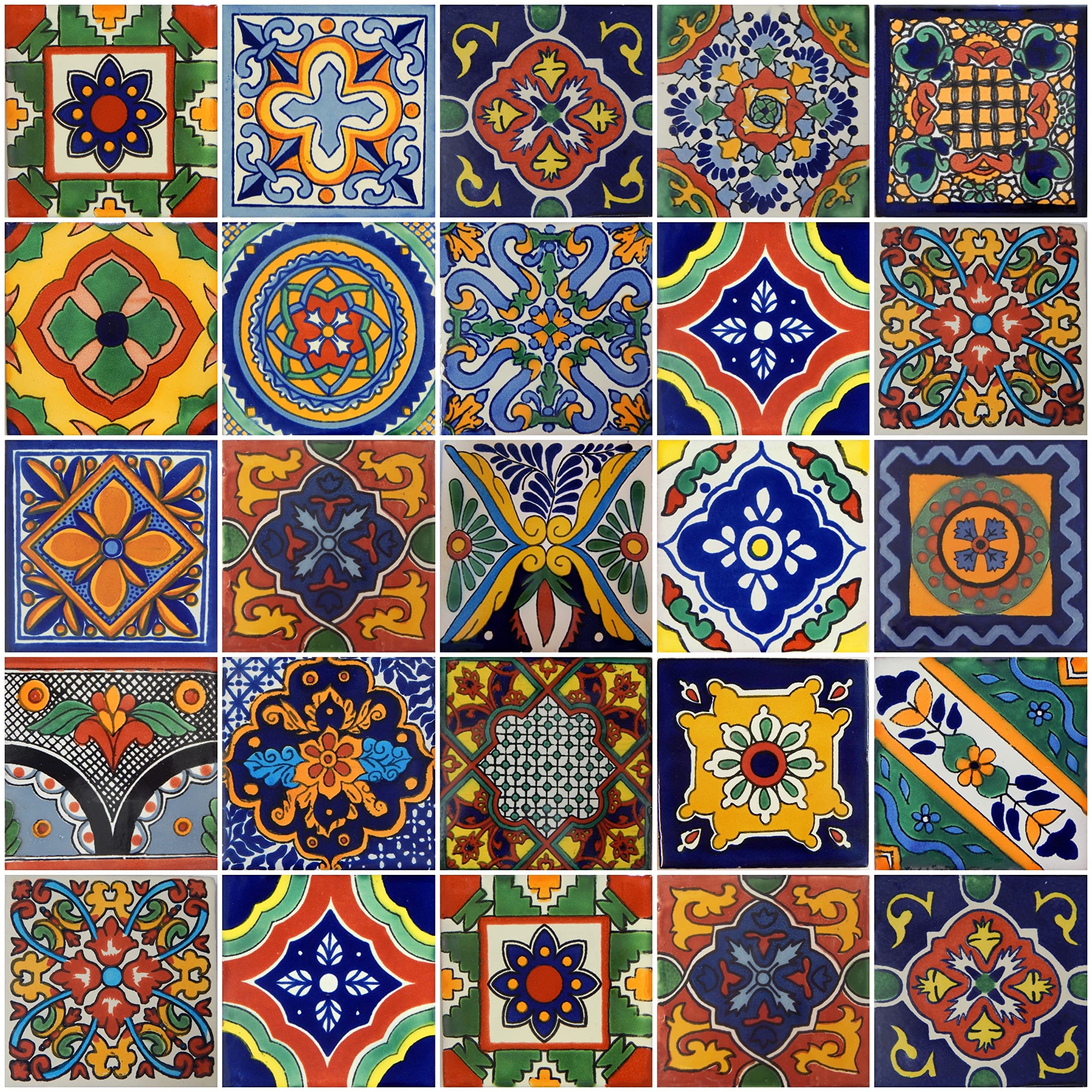 Mexican Tiles Mix Box Of 100 Talavera Tiles Hand Painted | Desertcart INDIA