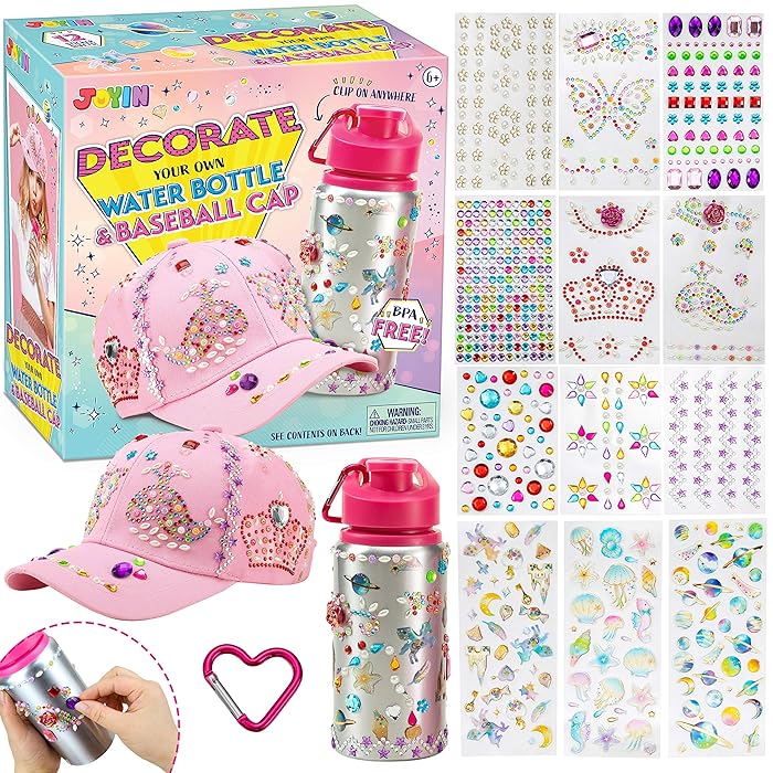 Buy JOYIN Decorate Your Own Water Bottle and Baseball Cap with 12 ...