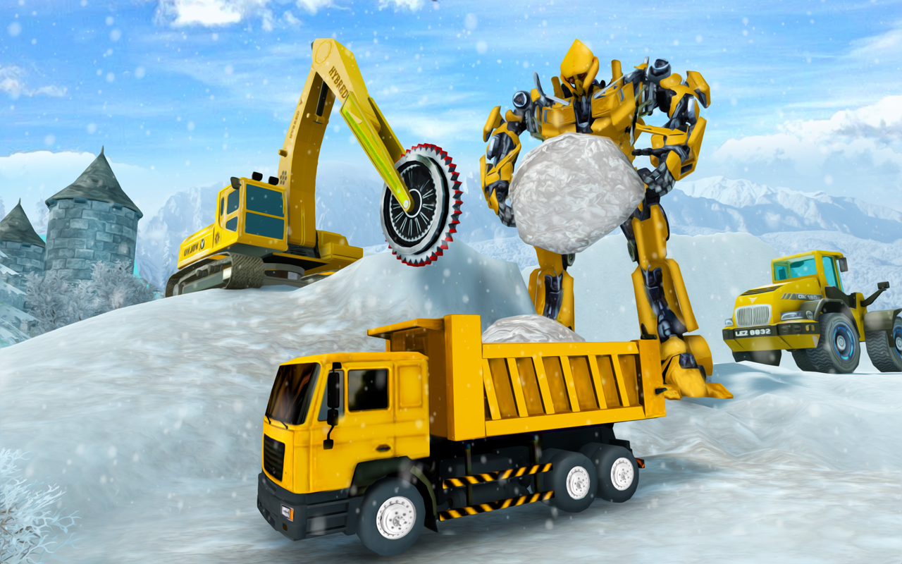 Snow Excavator Crane Simulator City Construction Bulldozer Plow Games ...