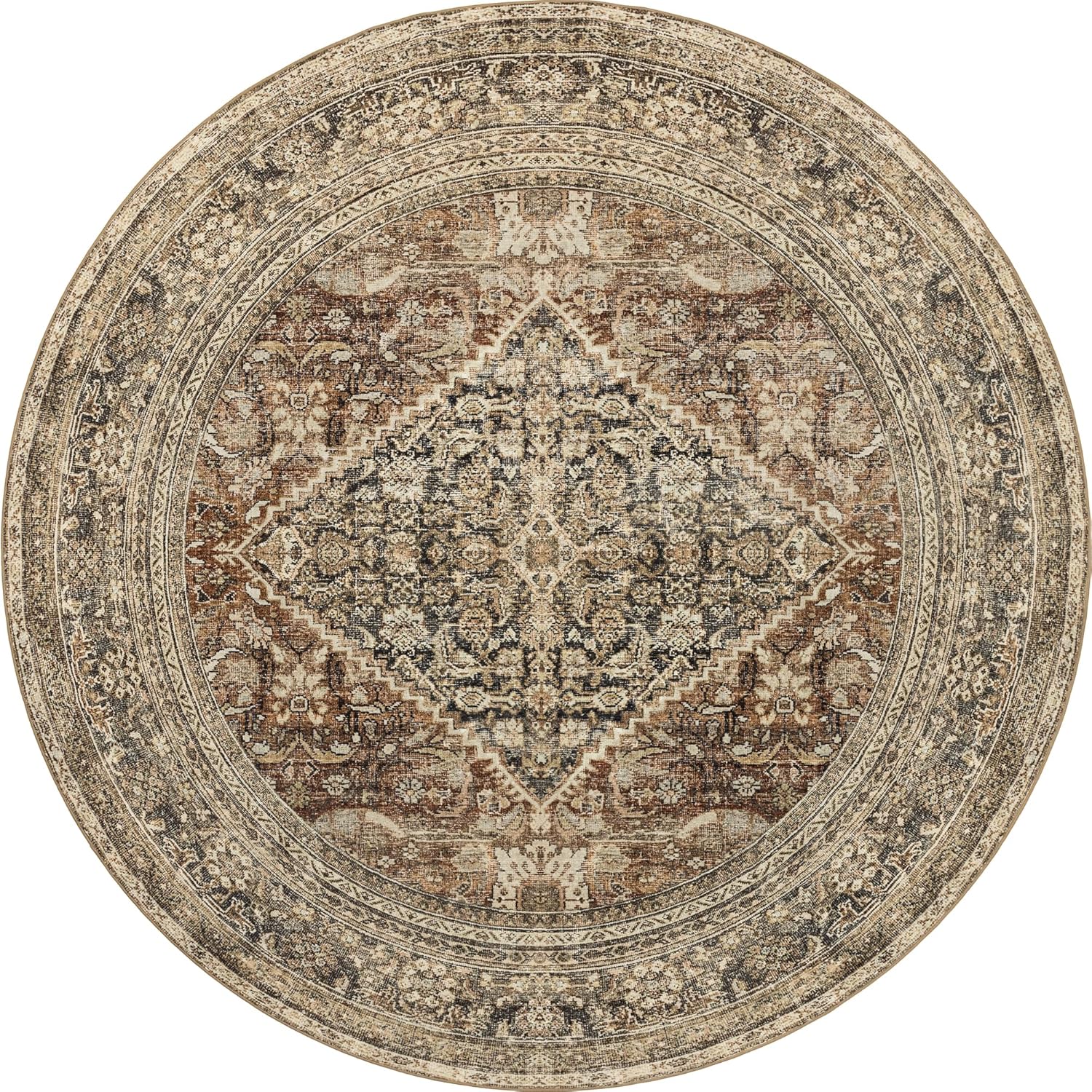 Amazon.com: Ruicharm Large Round Rug 6ft: Vintage Round Area Rugs for ...