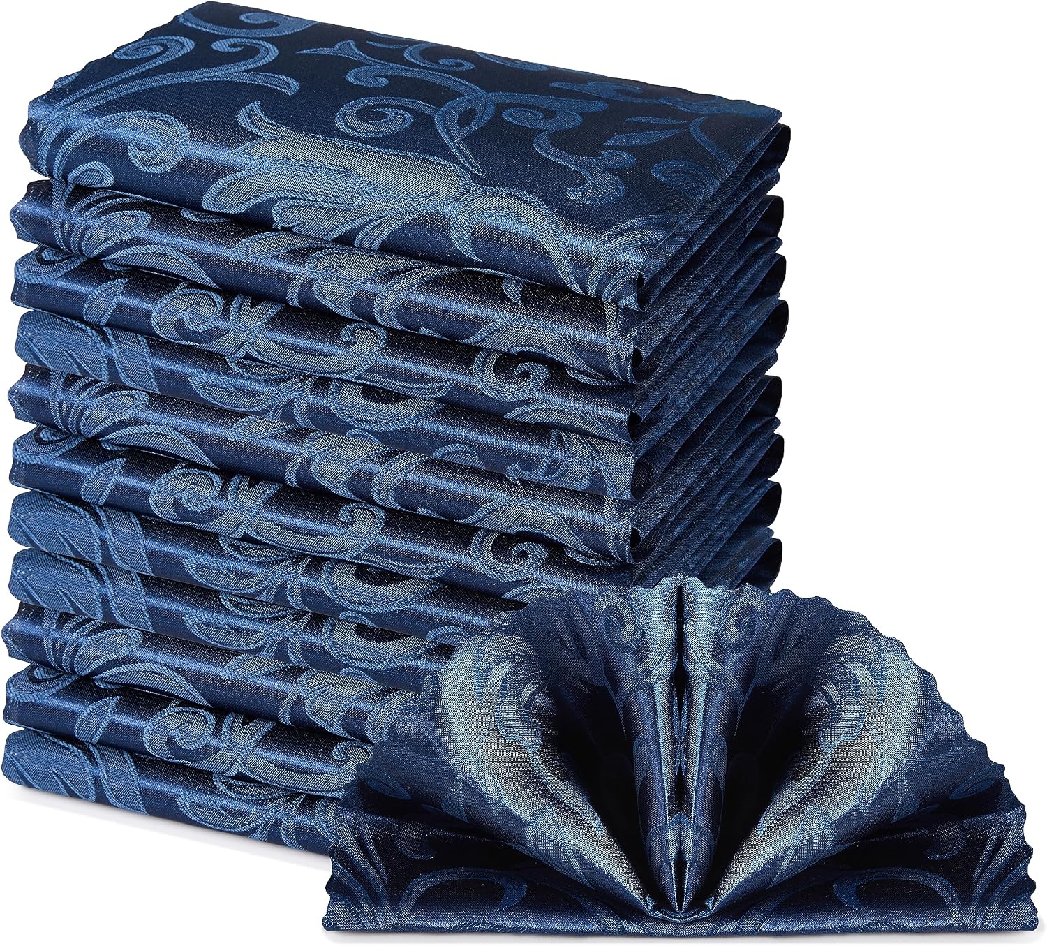 Amazon.com: HommxJF 12 Pieces Wave Scroll Damask Jacquard Satin Napkins ...