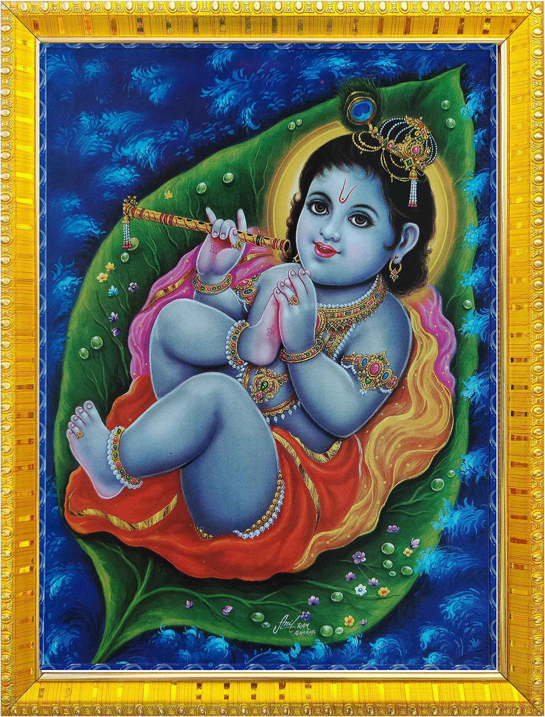 Koshtak bal Krishna/bal Gopal/bal roop/Baby Child with Green Leaf photo ...