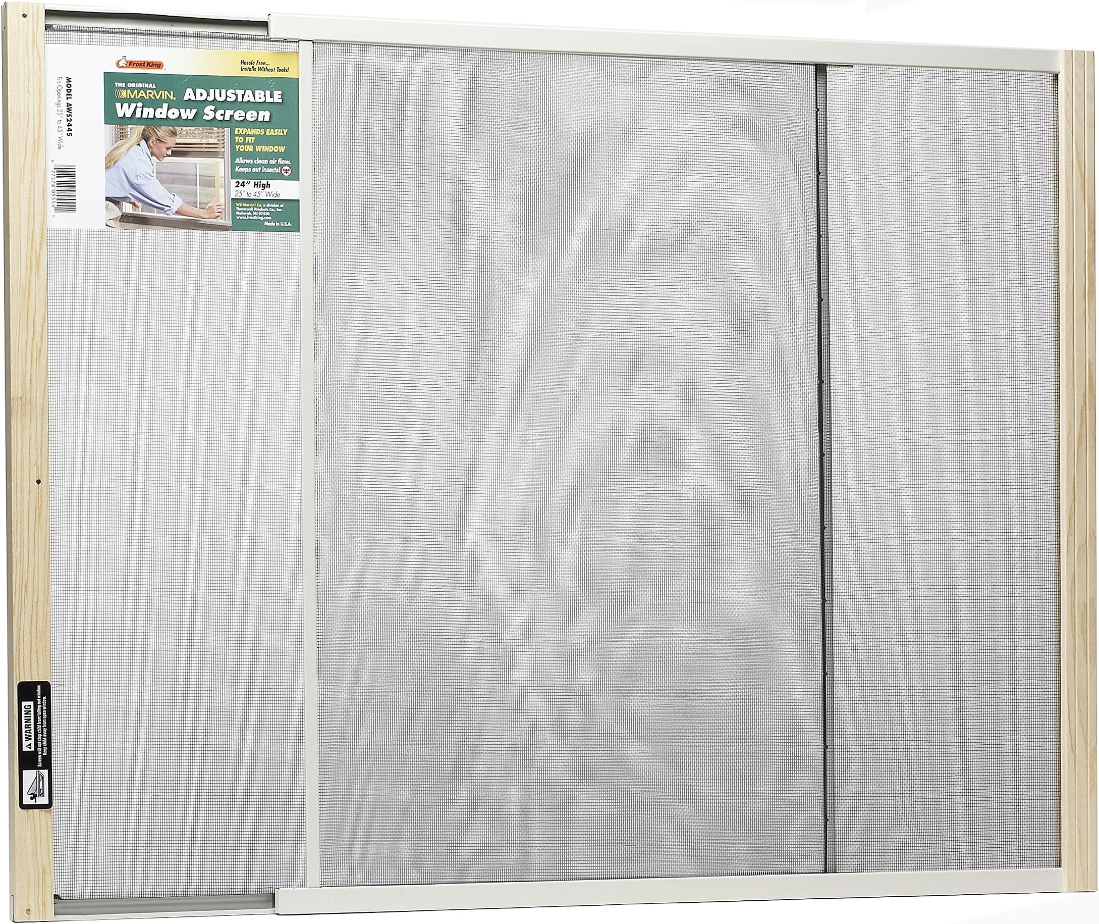 Frost King AWS2445 WB Marvin Adjustable Window Screen, 24" high, fits ...