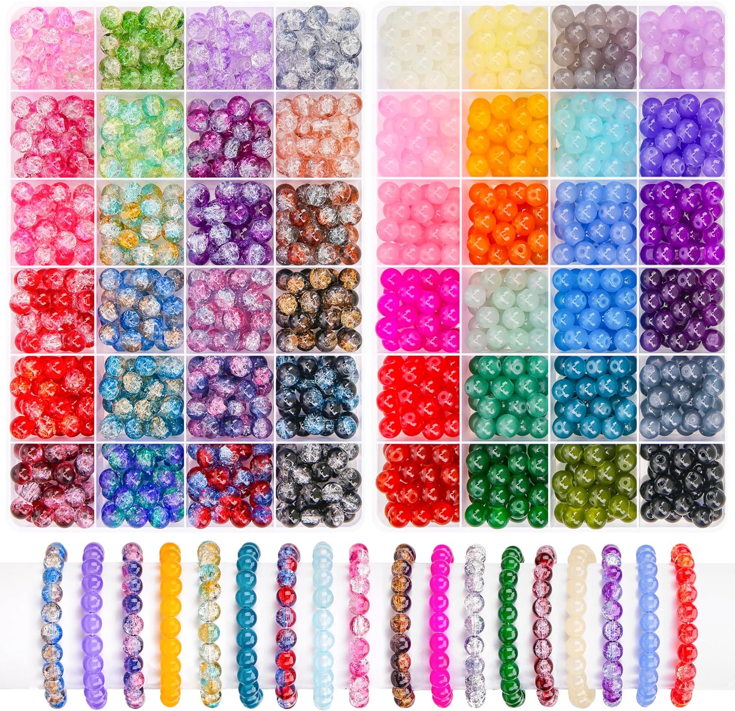 Amazon.com: BONNY BOXX 1200 PCs 8mm Round Glass Beads for Jewelry ...