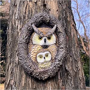 Amazon.com: Cliocoo Resin Owl Mum&Baby Tree Hugger- Hanging Statue for ...