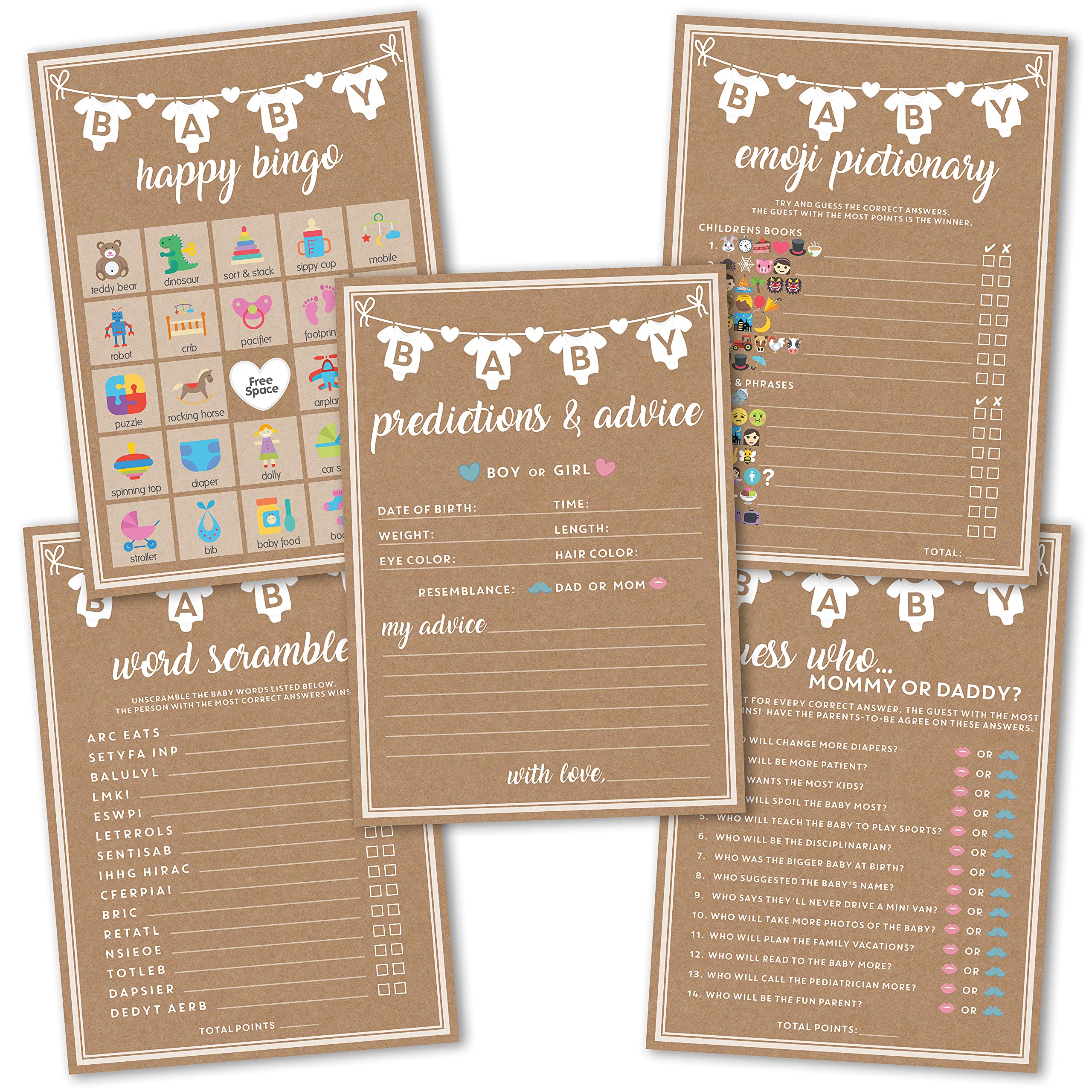 Baby Shower Games Kraft Party Hearty 5 Games 50 Sheets Each 5x7 
