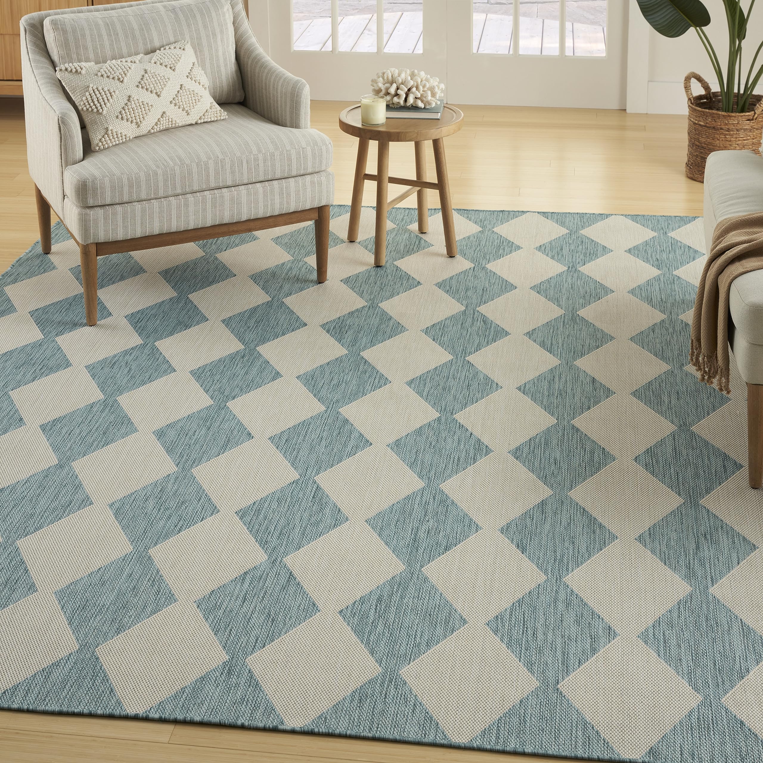 Amazon.com: Nourison Positano Indoor/Outdoor Aqua 8' x 10' Area Rug ...