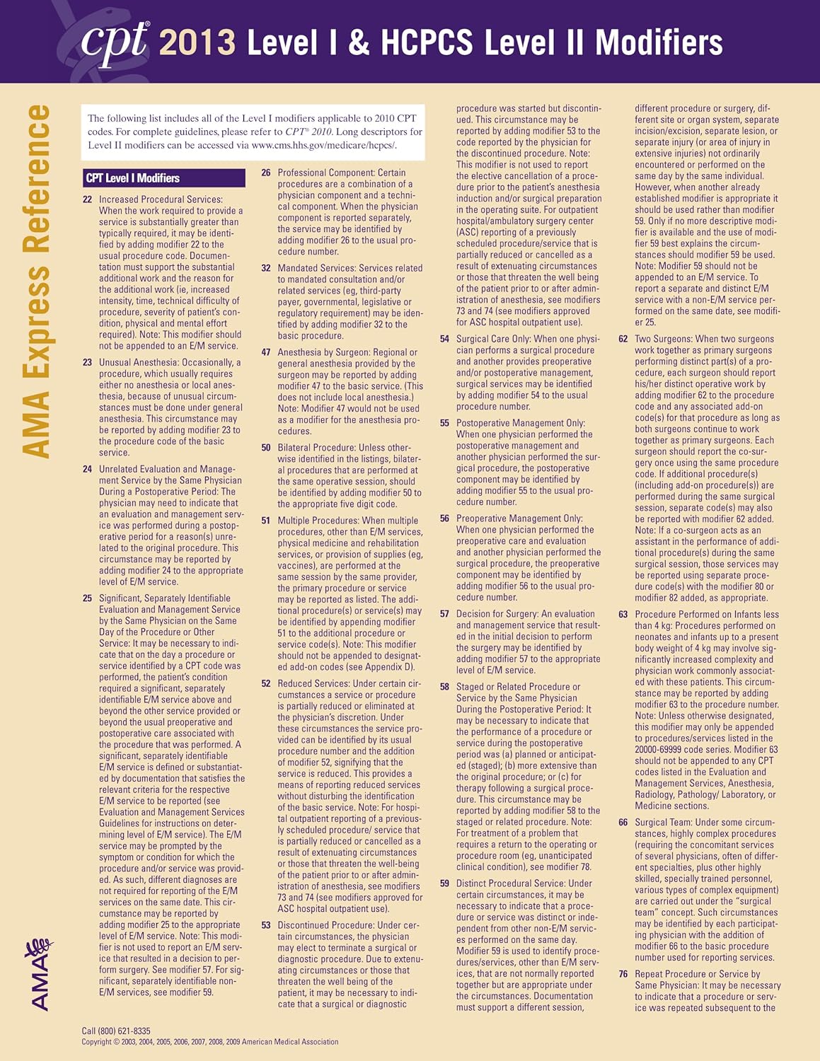 CPT and HCPCS 2013 Express Reference Coding Card Level II Modifiers ...
