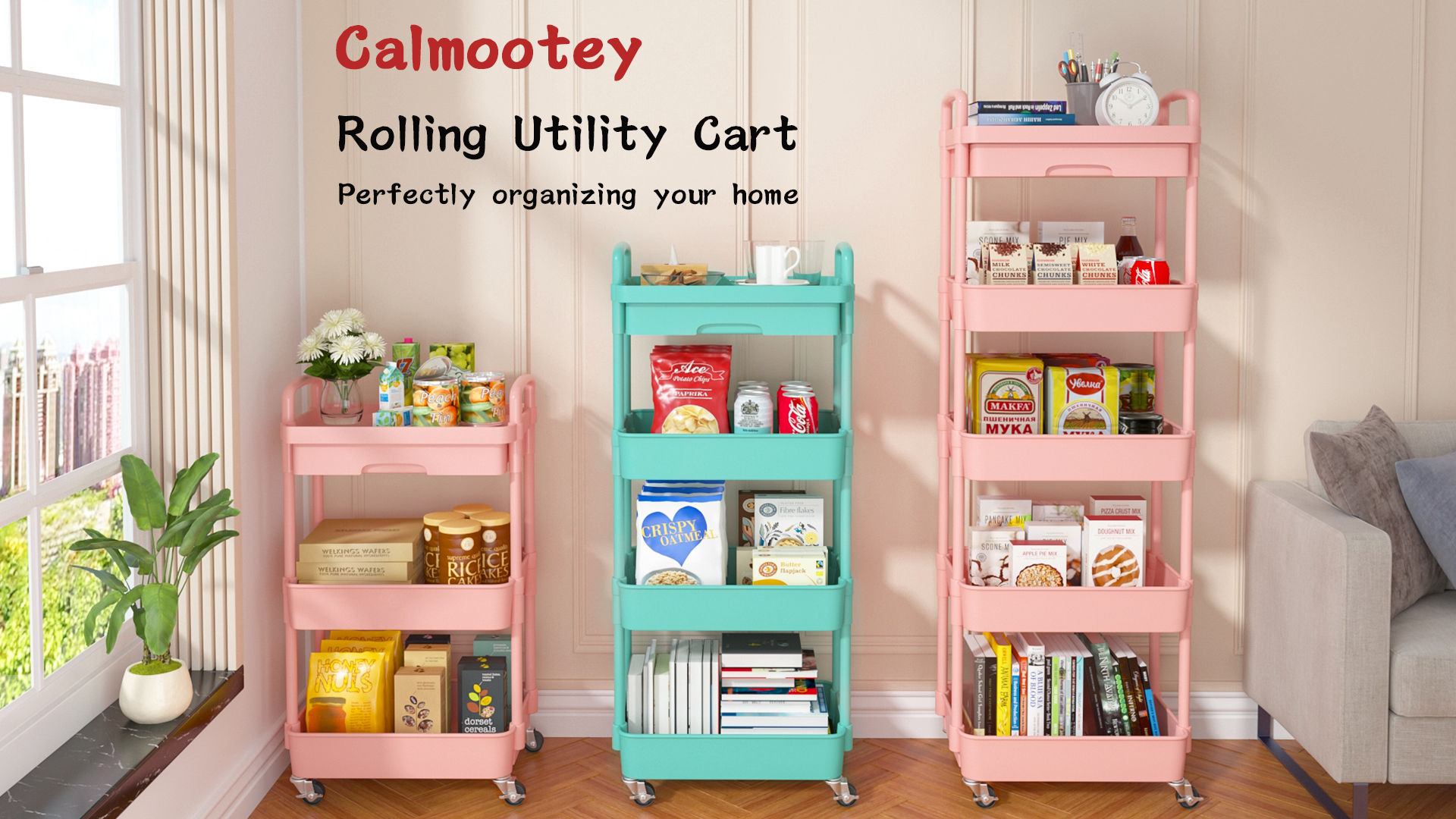 Watch Calmootey Rolling Utility Cart with Drawer on Amazon Live