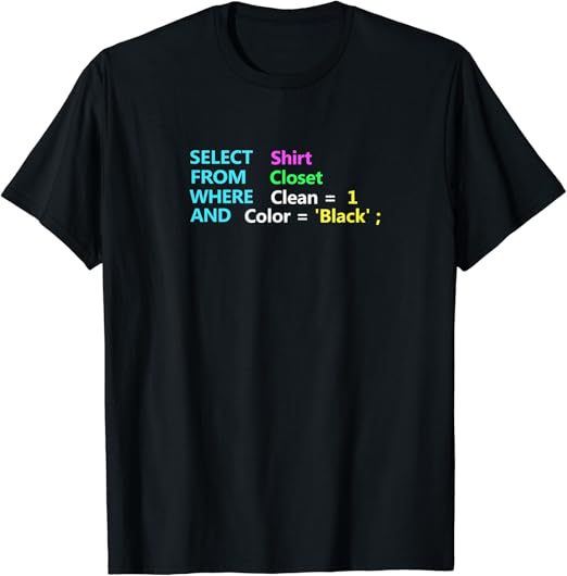 Programmer SQL Query Geek Database Coding Gift T-Shirt : Amazon.co.uk ...