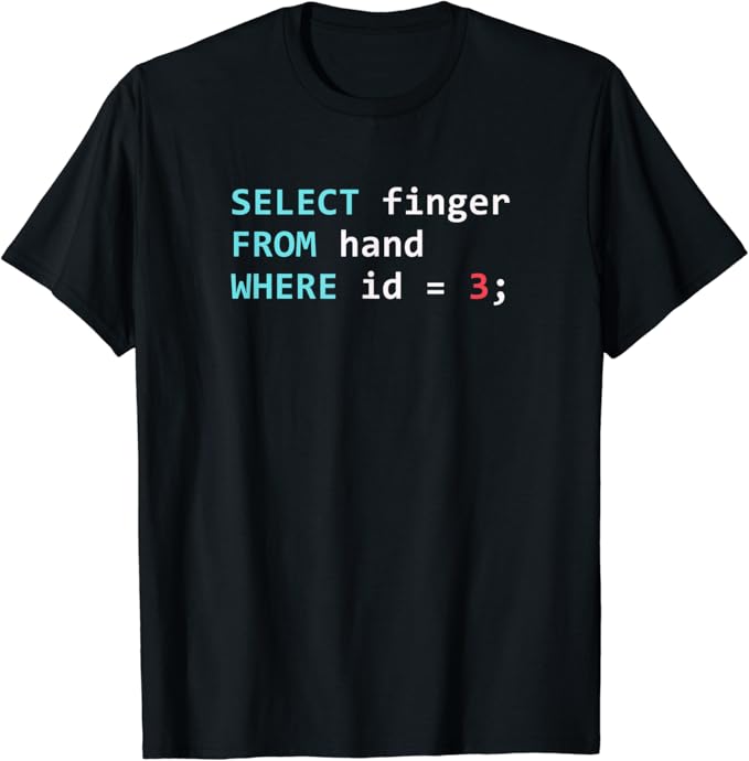Funny SQL Query Geek Database Programmer T-Shirt: Amazon.co.uk: Clothing