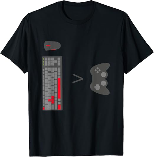 Amazon.com: Gamer PC keyboard Mouse vs Console Gaming tshirt T-Shirt ...