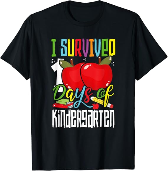 I Survived 100 Days of Kindergarten School Gift Boys Girls T-Shirt ...