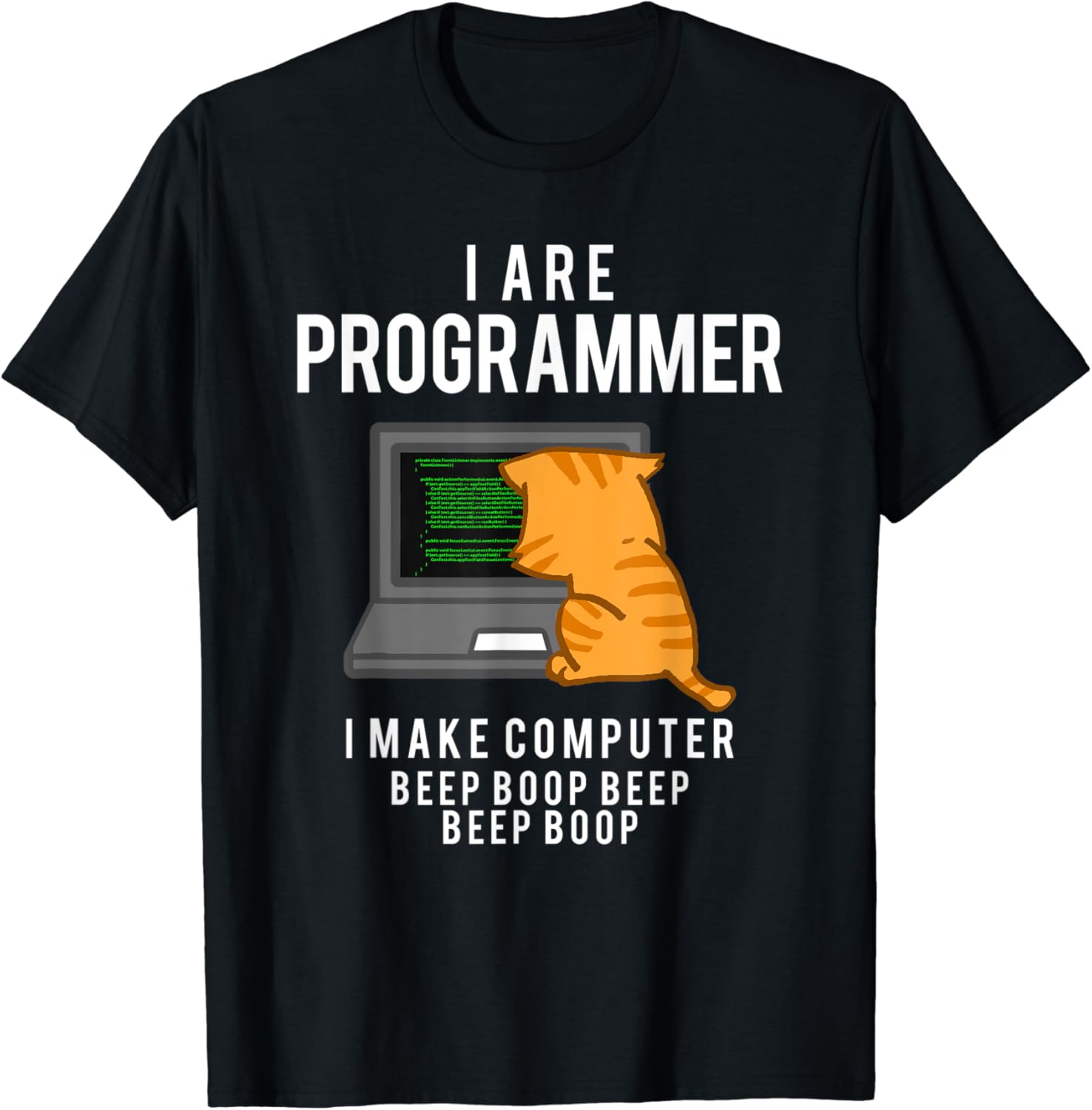 Computer Cat Programmer Funny Coder Meme T-Shirt : Amazon.co.uk: Clothing