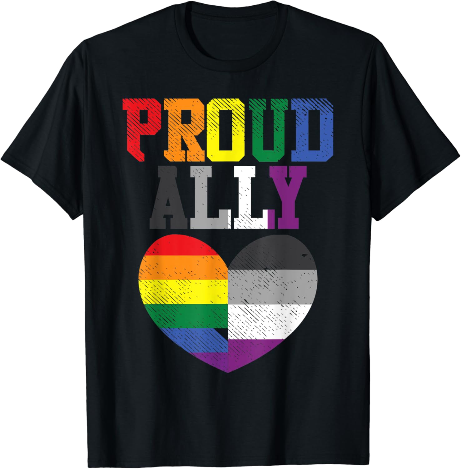 Proud Ally Heart Protest LGBTQ Asexual Flag Ace Pride Ally T-Shirt ...