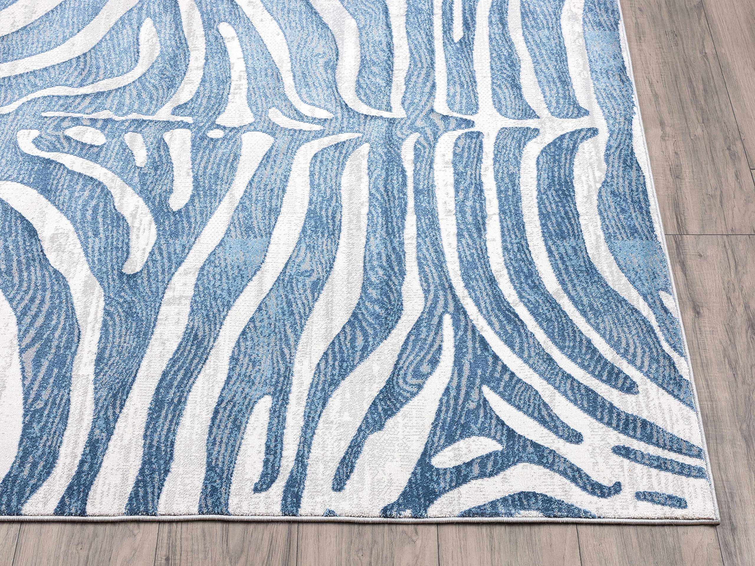 Blue Zebra Print Rug