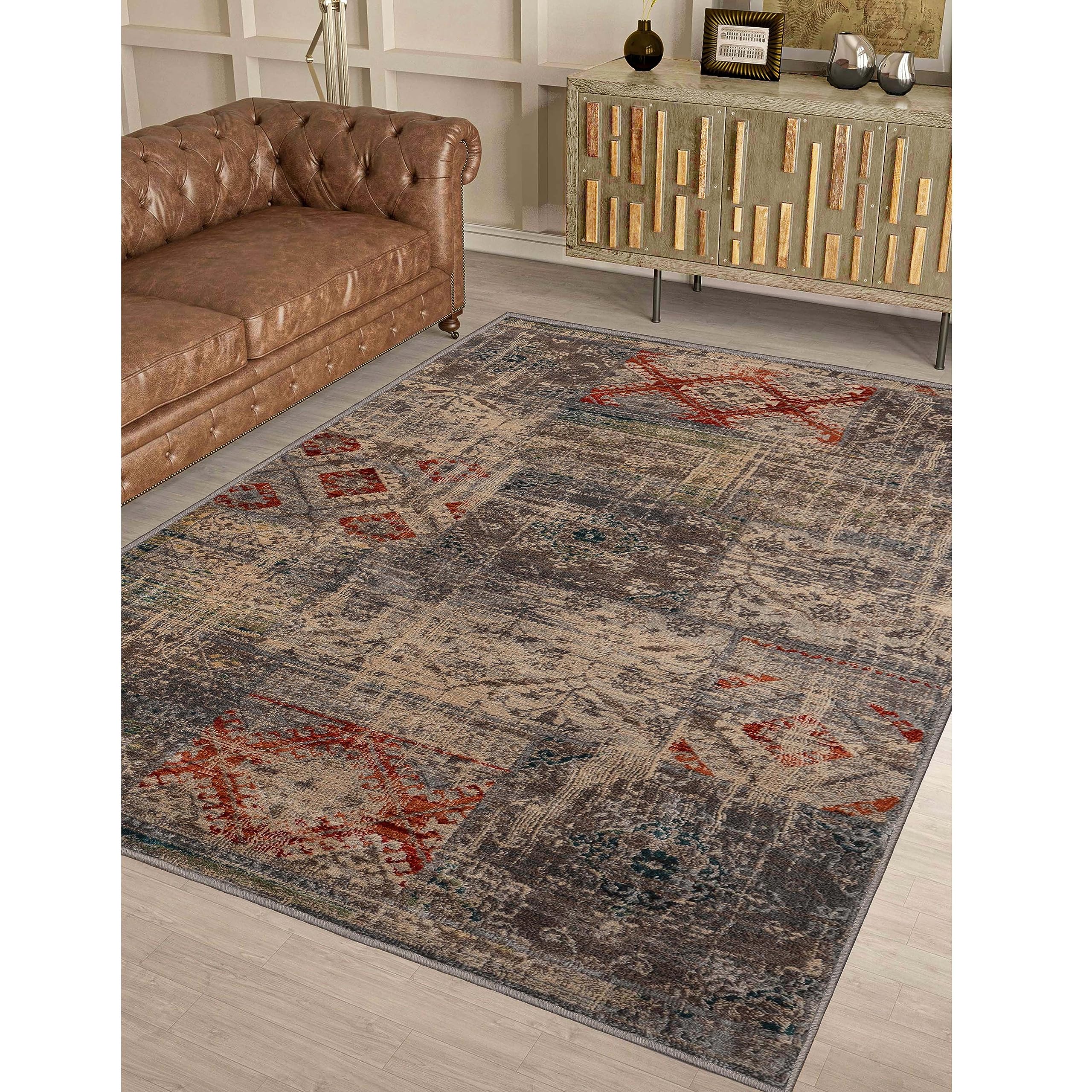 Amazon.com: Superior Indoor Area Rug or Runner, Modern Distressed ...