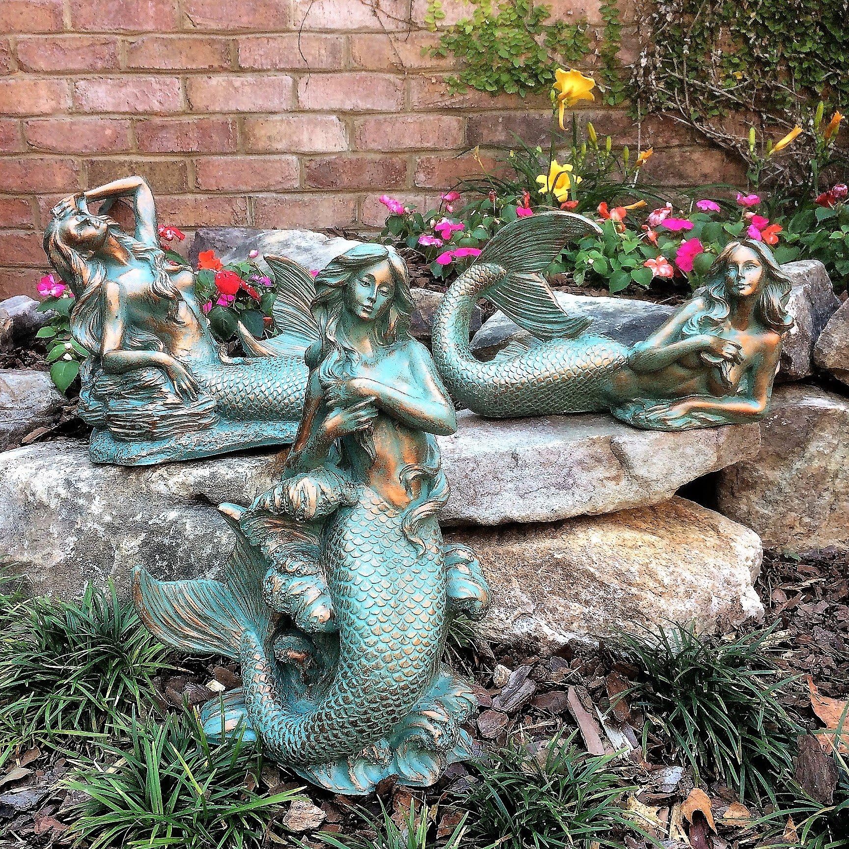 Amazon.com: 3 Piece Mermaid Table Top Bronze Patina Beach and Pool ...
