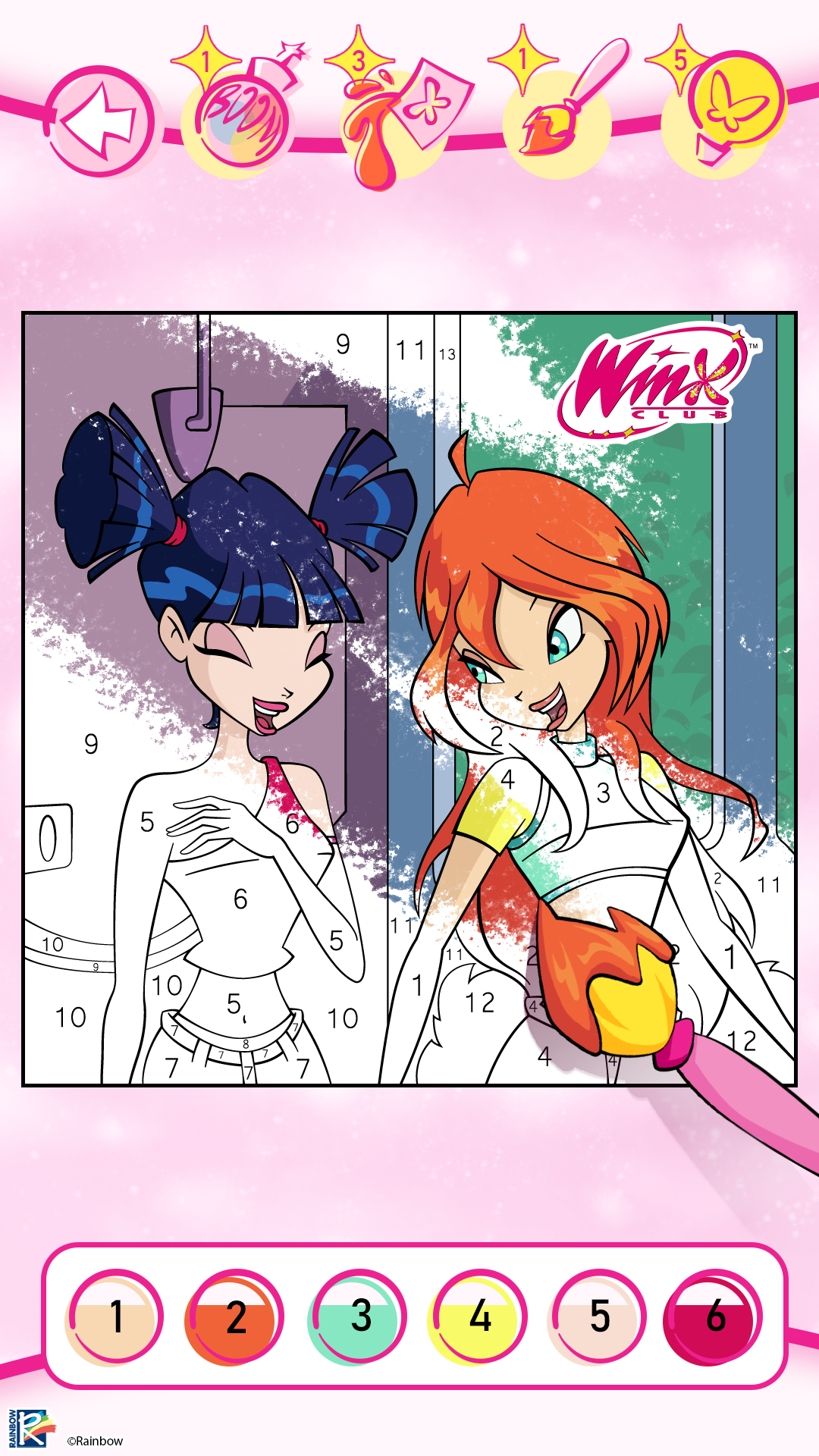 Winx Club: Color by Number with magic cartoon characters. Coloring game ...