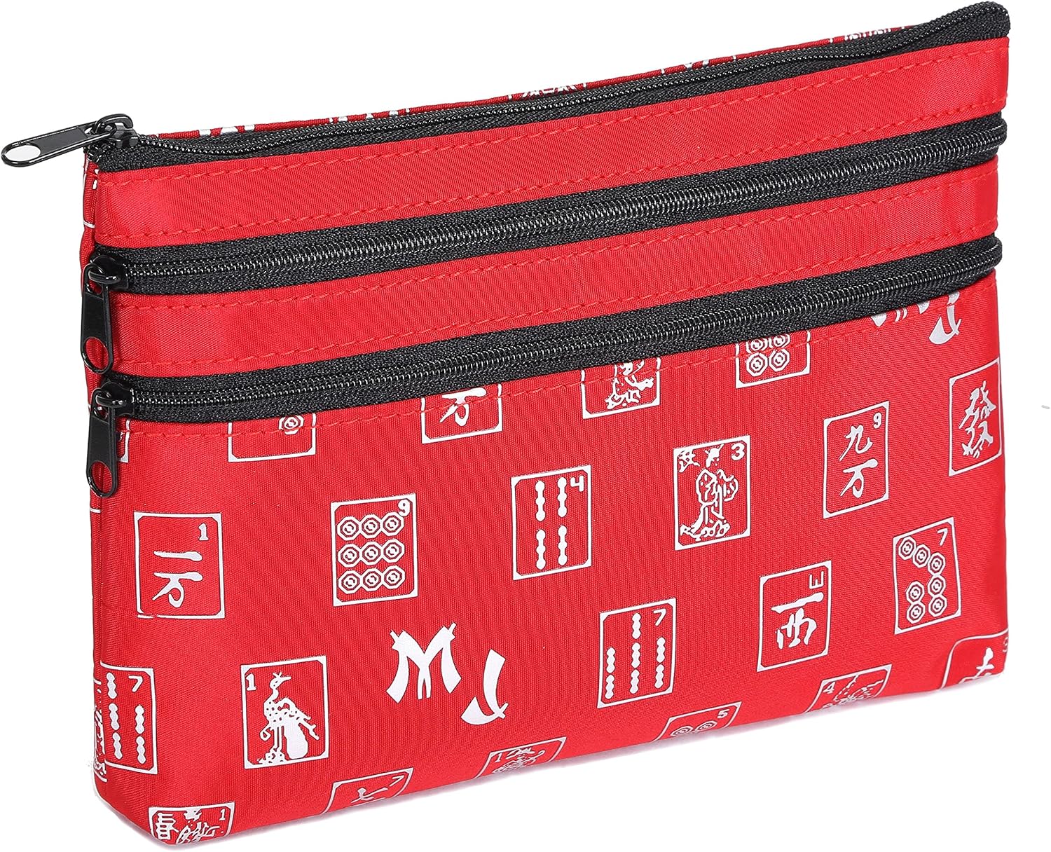 Amazon.com: Mah Jongg Red and Silver 3 Zipper Mah Jong Purse for ...