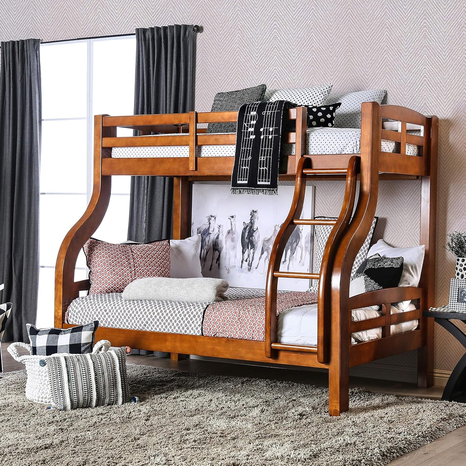 Amazon.com: Furniture of America Bunk Bed, Oak : Home & Kitchen