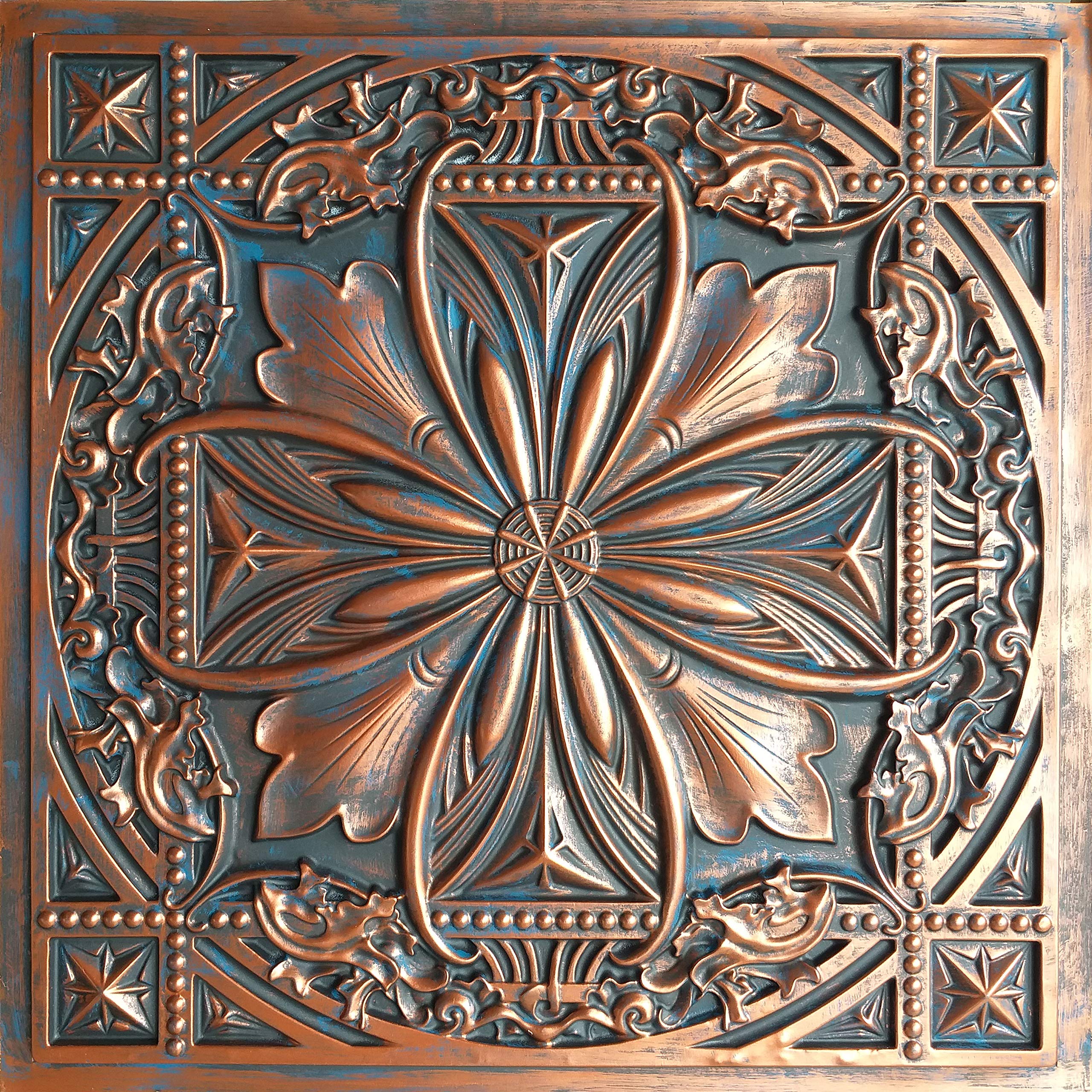 Amazon.com: PAINTSDECOR Vintage Ceiling Tiles Painted Rustic Copper ...