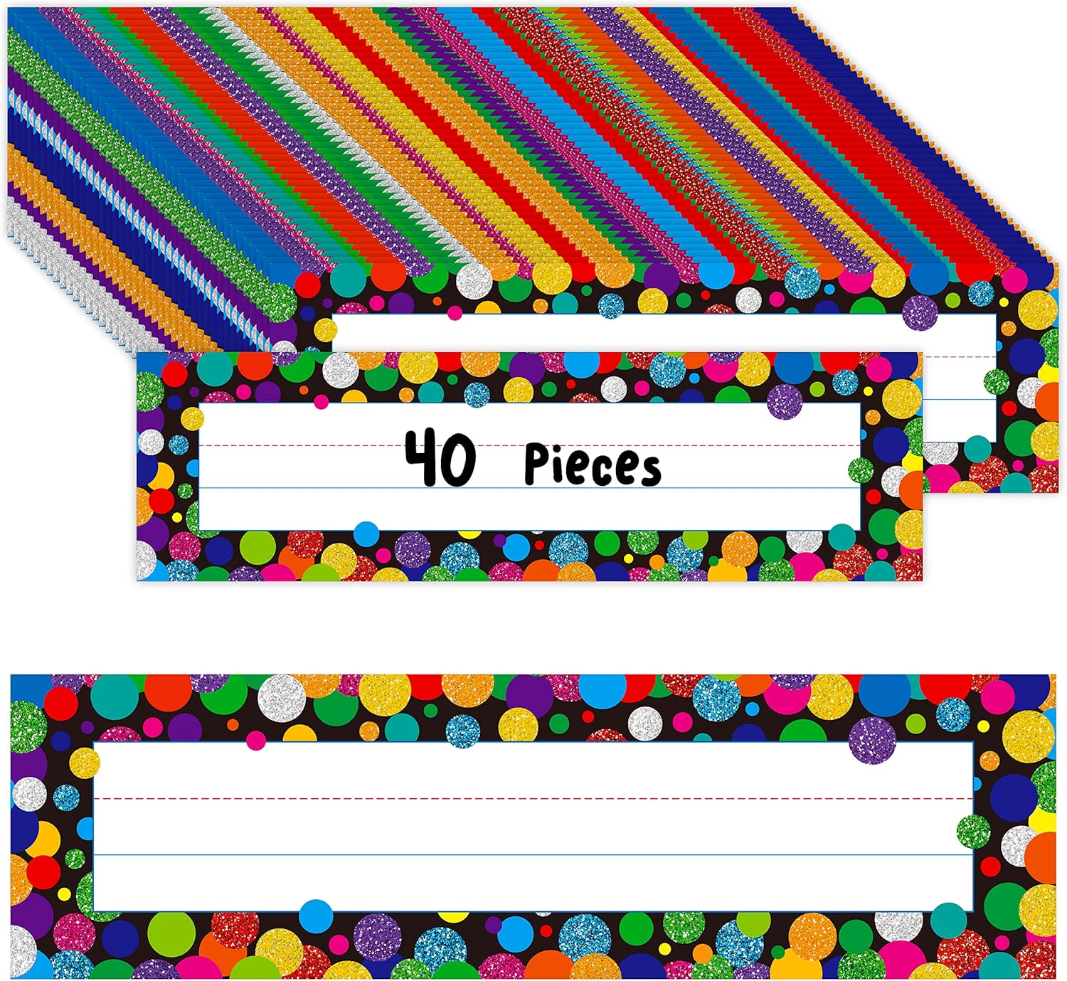 40PCS Traditional Manuscript Name Plates, Confetti Desk Name Tags with ...