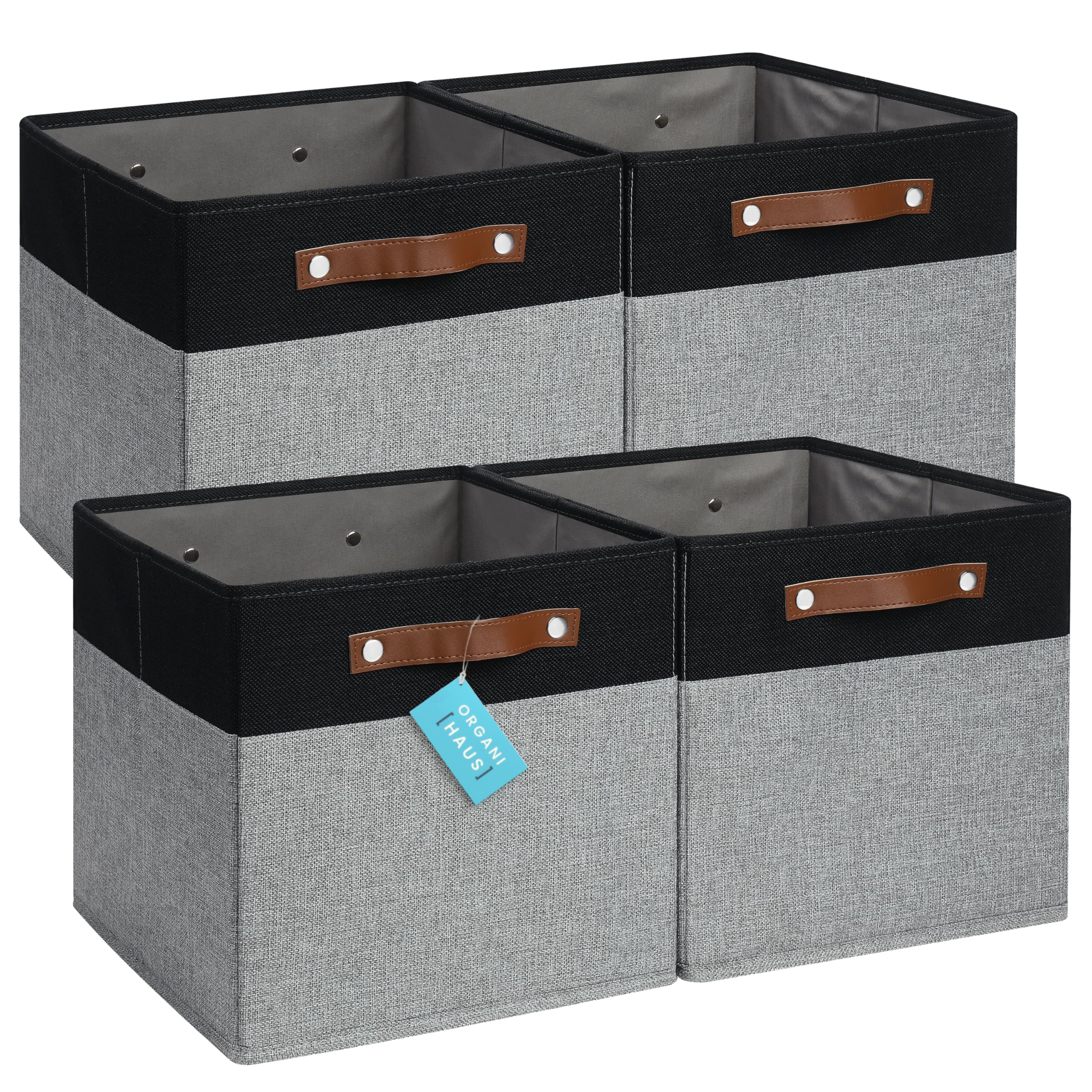 Amazon.com: OrganiHaus 12x12 Cube Storage Bin set of 4, Fabric Storage ...