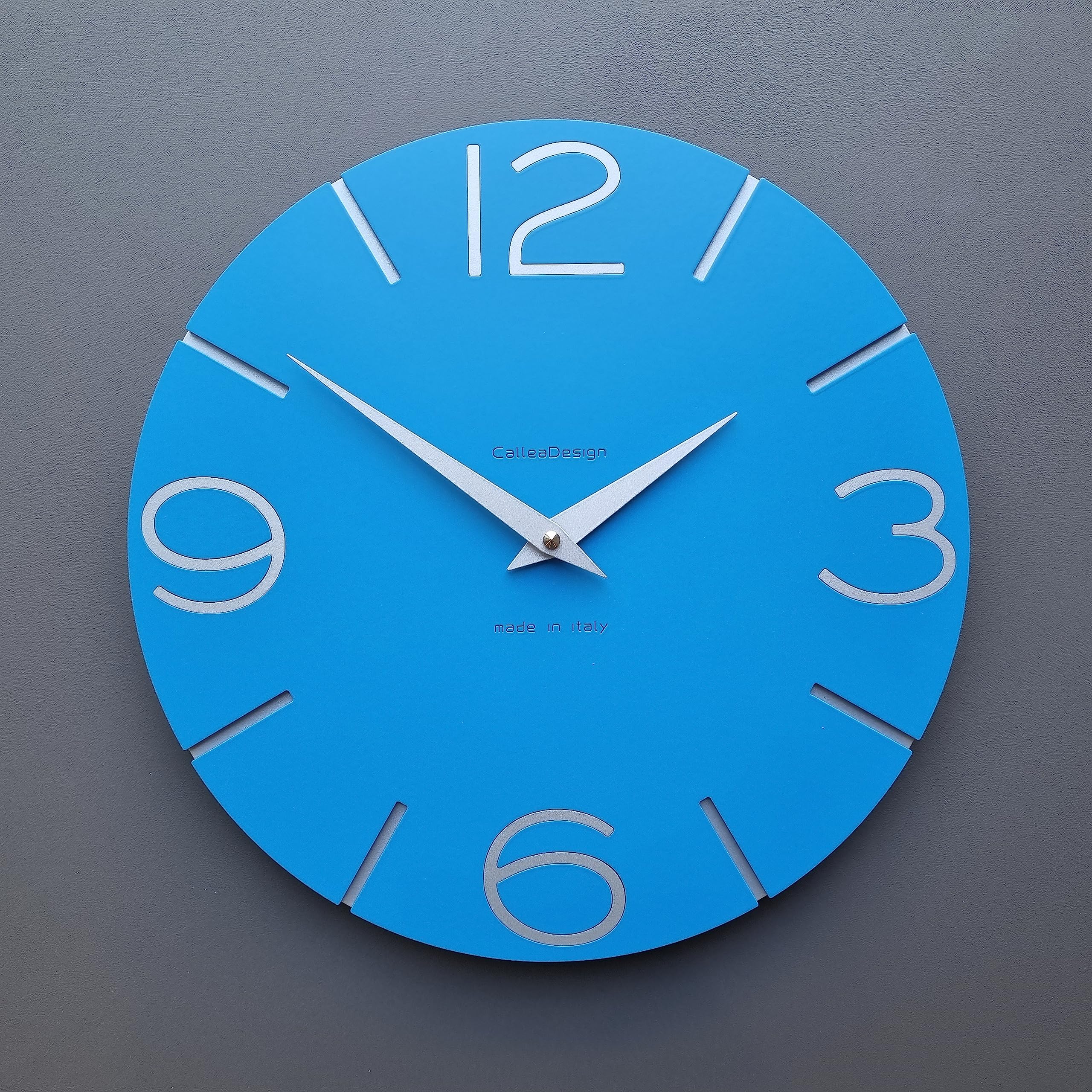 CalleaDesign – Modern blue kitchen wall clock with aluminium finish ...