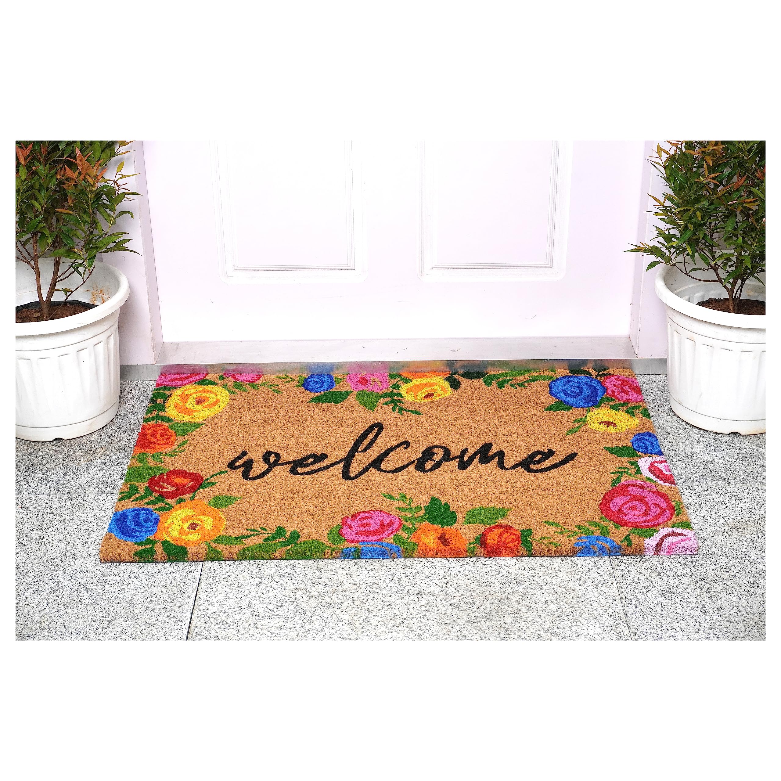 Calloway Mills 107421729 Colorful Roses Welcome Doormat 17" x 29" (17 ...