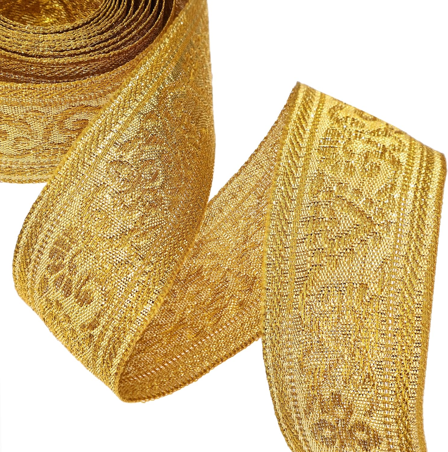 Amazon.com: ZNZAKKA Gold Jacquard Ribbon 3 Yards Embroidered Jacquard ...