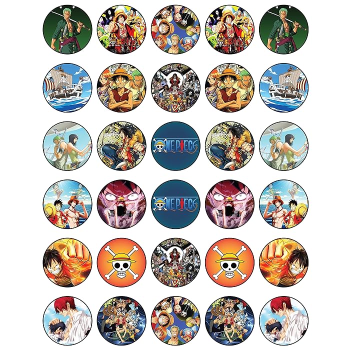 Buy 30 x Edible Cupcake Toppers Themed of One Piece Collection of ...