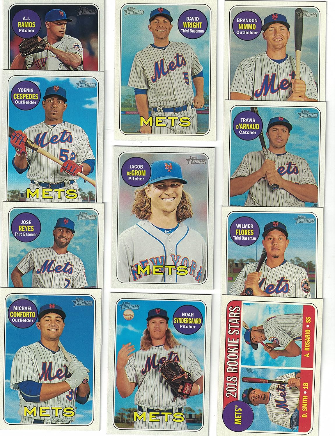 Amazon.com: New York Mets/Complete 2018 Topps Heritage Baseball 11 Card ...