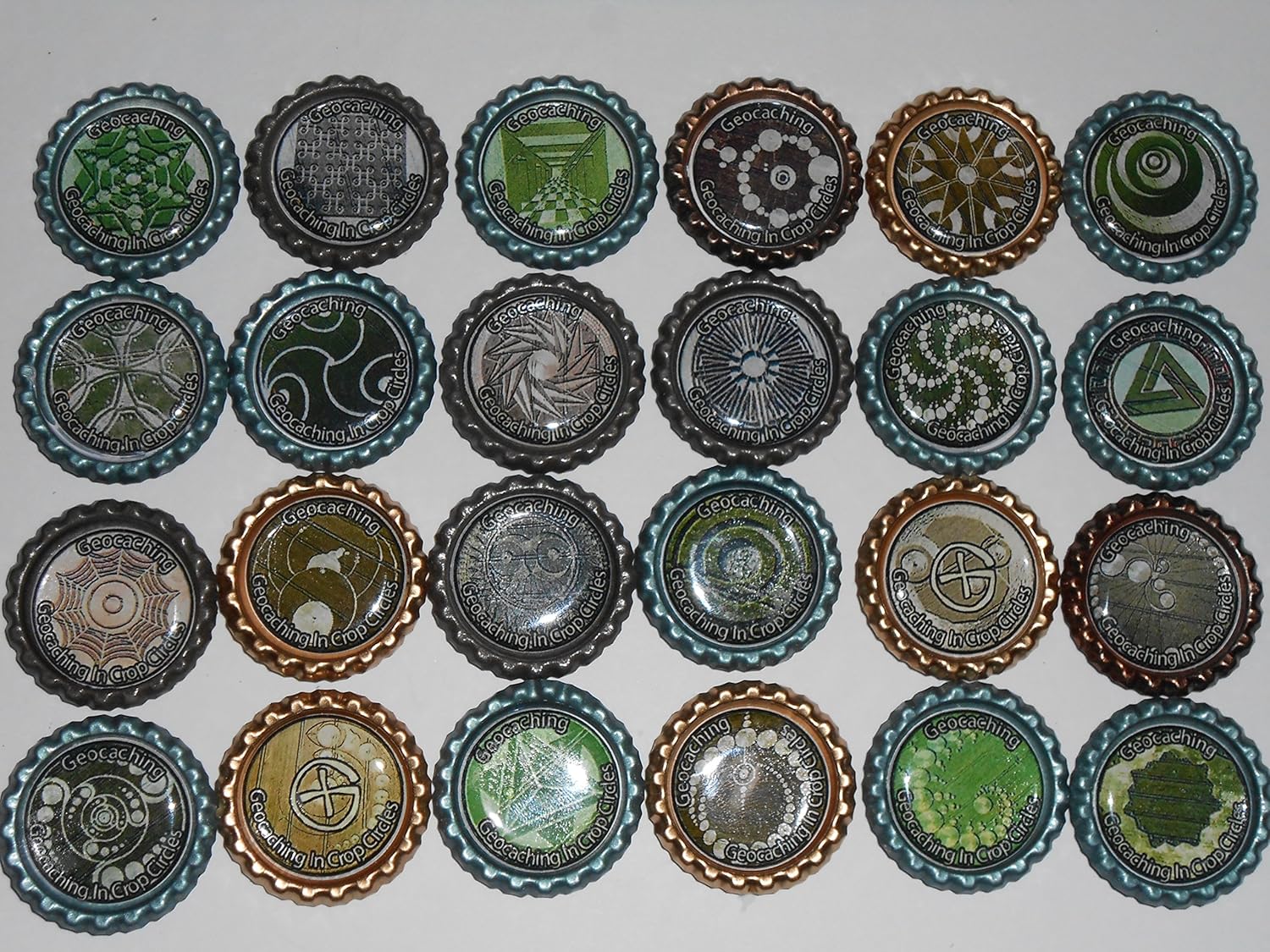 Amazon.com: Geocaching Coins Swag Bottle Caps - Crop Circles : Sports ...